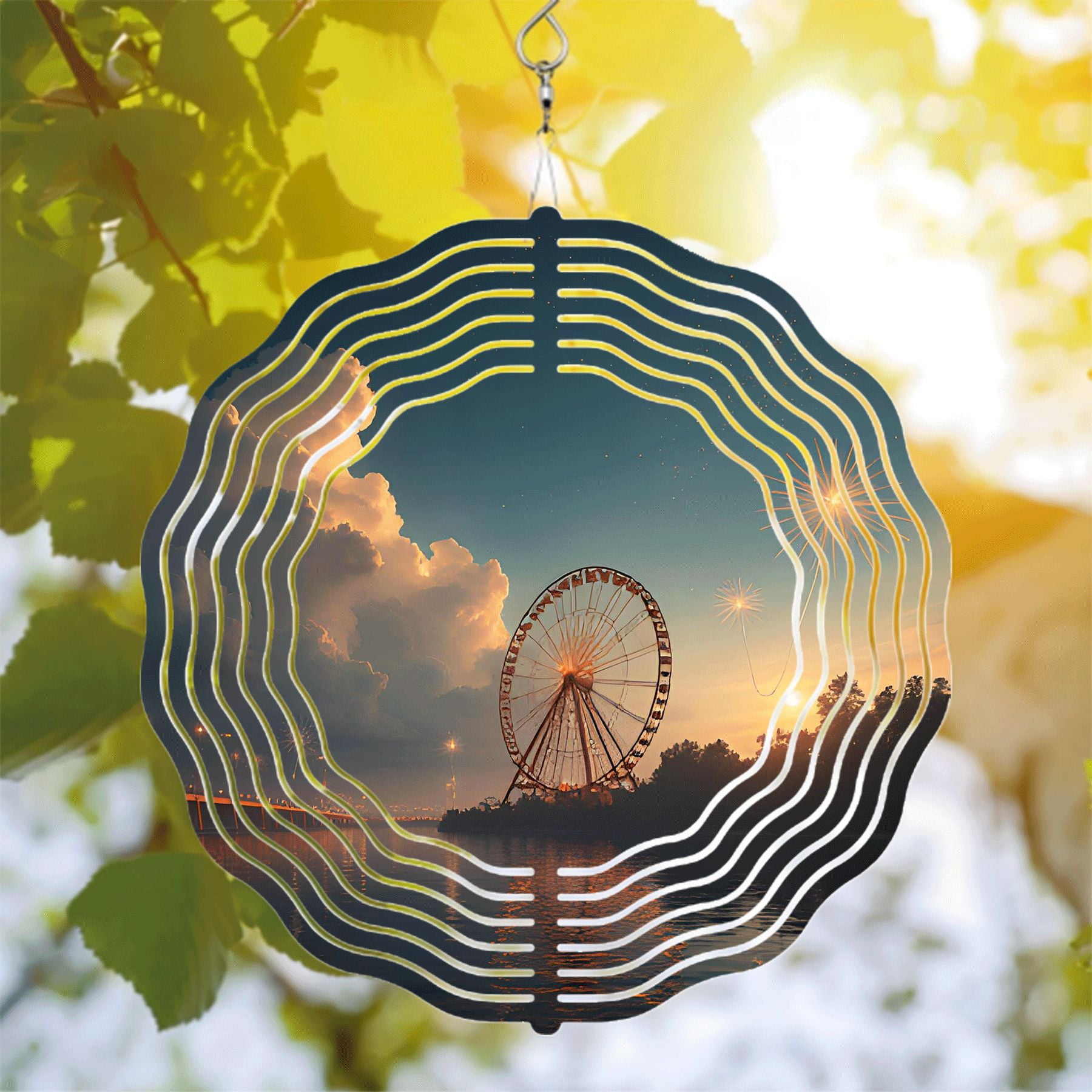 Metal Hanging Wind Spinners & Chimes - Circular Sound Wave Design for ...