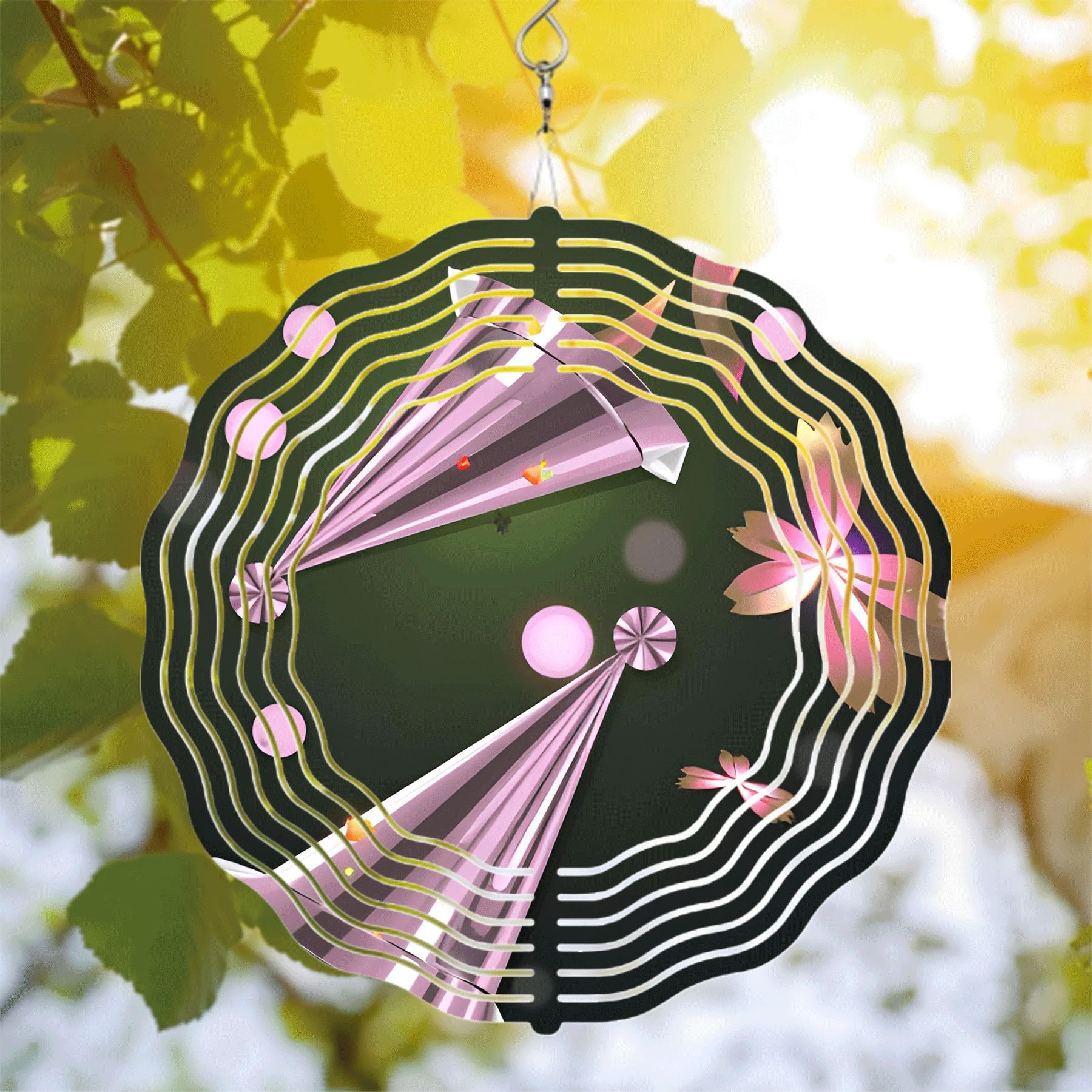 Metal Hanging Wind Spinners & Chimes - Concentric Waves Geometric ...