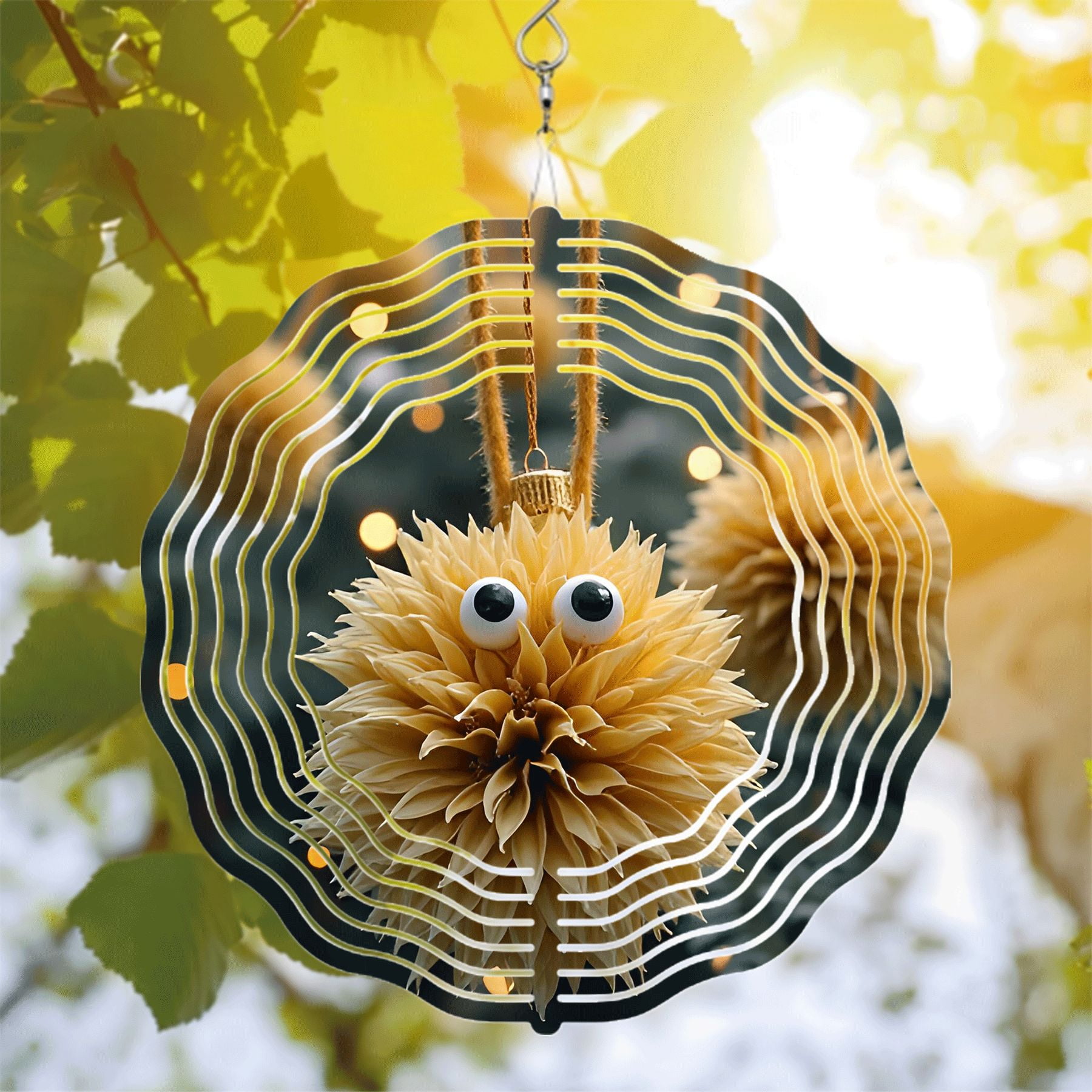 Metal Hanging Wind Spinners & Chimes - Decorative Flower Design with ...