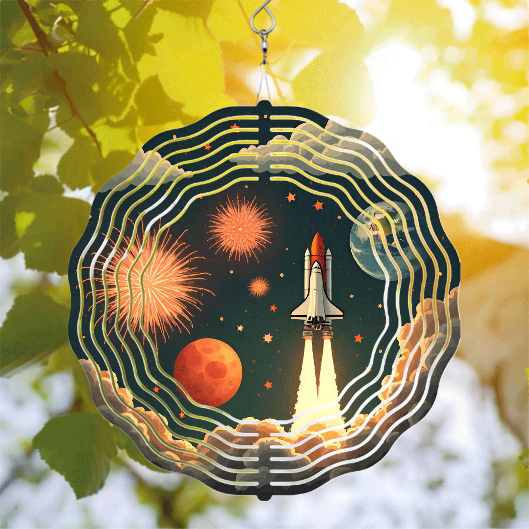 Metal Hanging Wind Spinners & Chimes - Dynamic Concentric Circle Design ...