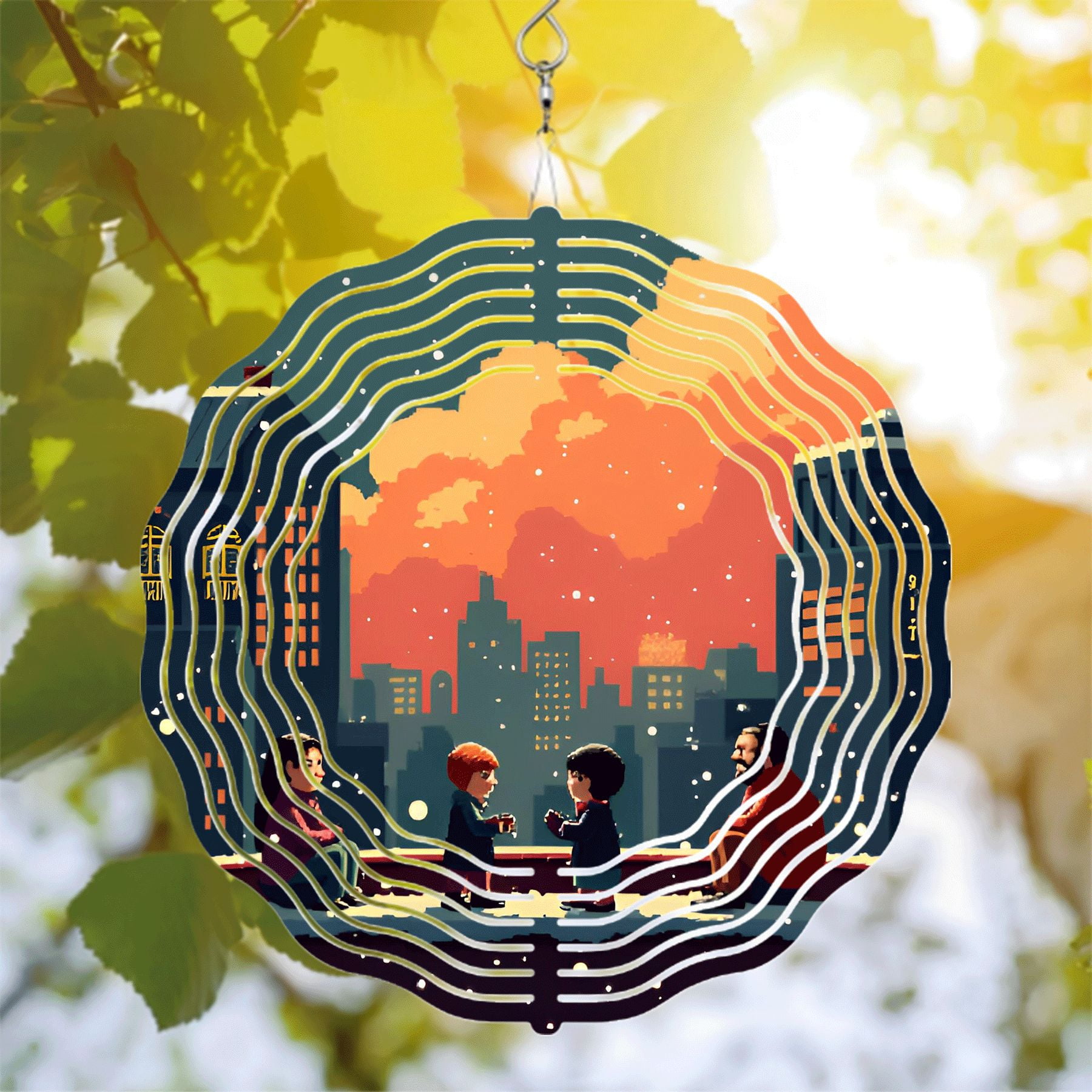 Metal Hanging Wind Spinners & Chimes - Elegant Concentric Circle Design ...