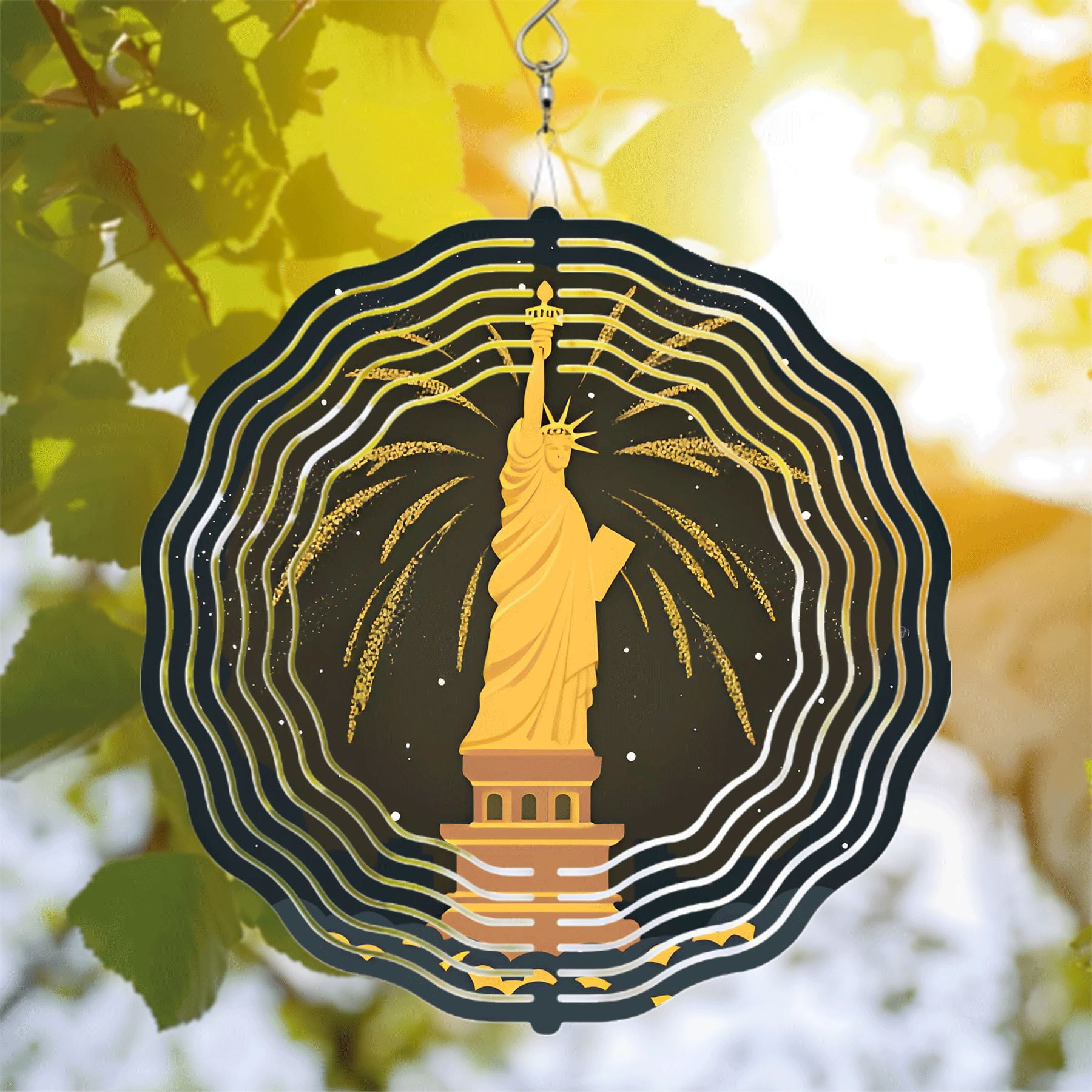 Metal Hanging Wind Spinners & Chimes - Elegant Concentric Circle Design ...