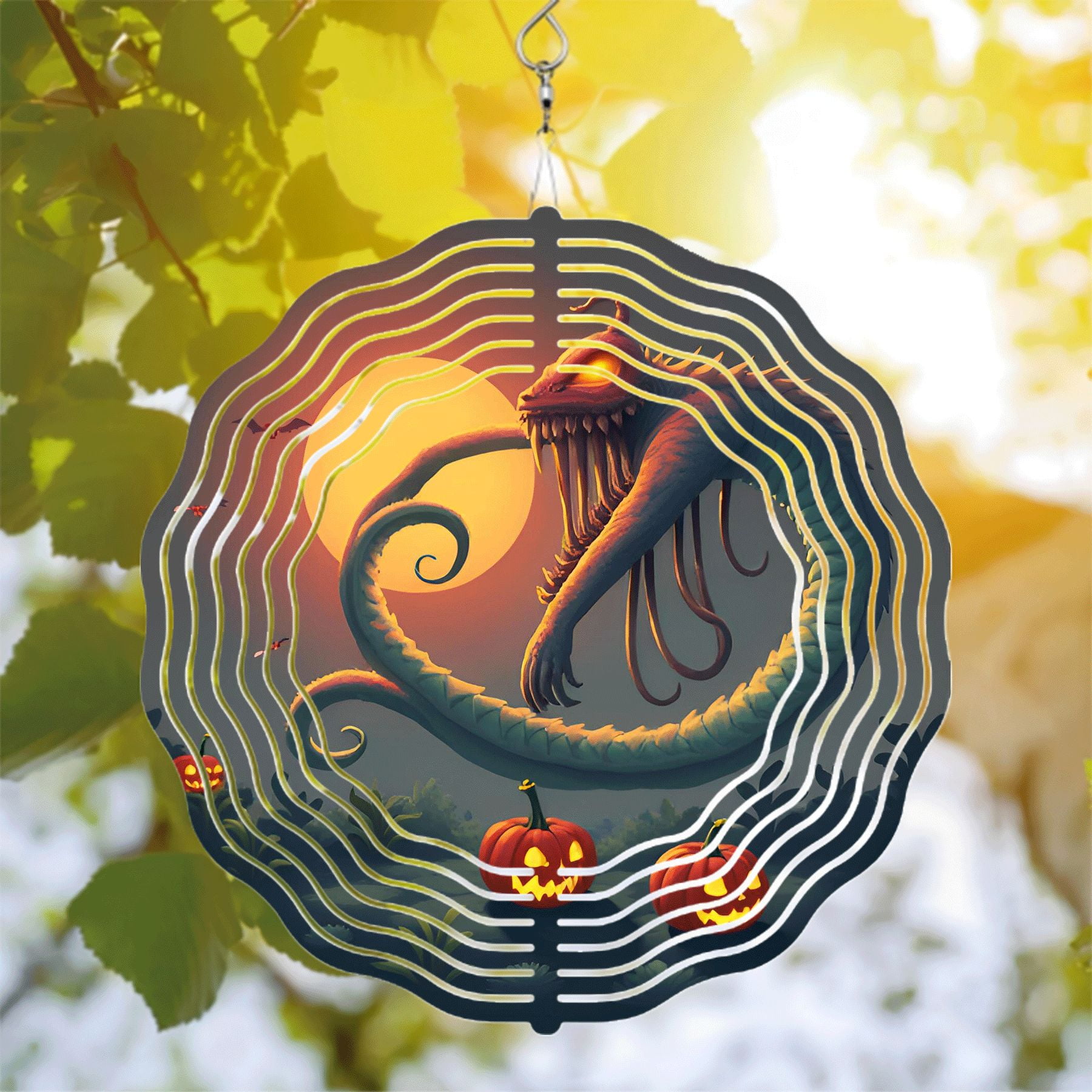 Metal Hanging Wind Spinners & Chimes - Intricate Halloween Design with ...