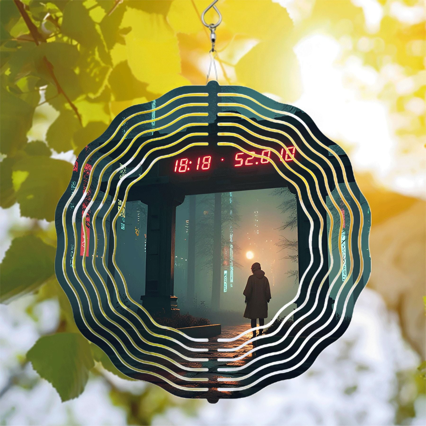 Metal Hanging Wind Spinners & Chimes - Mystical Wave Patterns for Yard ...