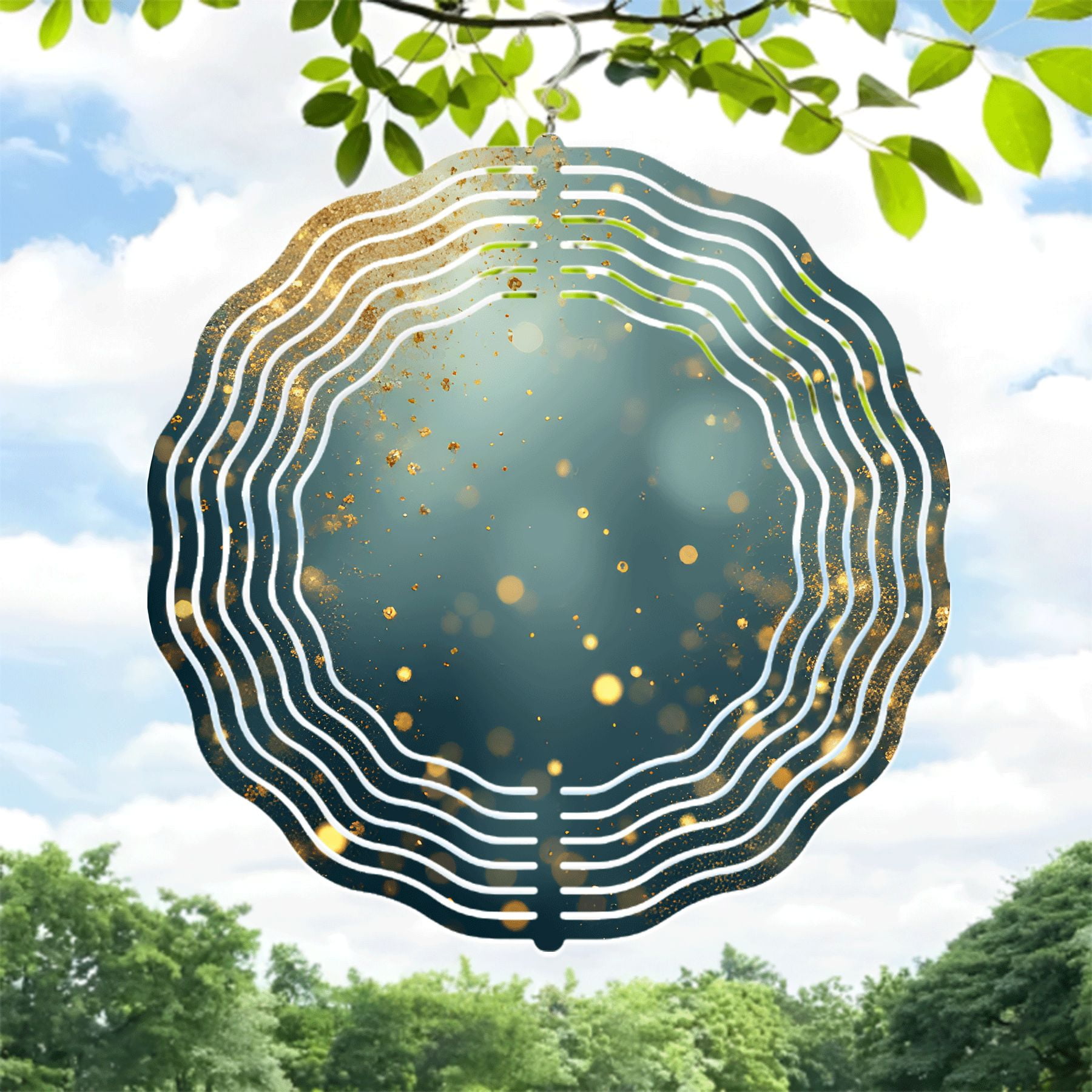 Metal Hanging Wind Spinners with Ethereal Wave Pattern Design ...