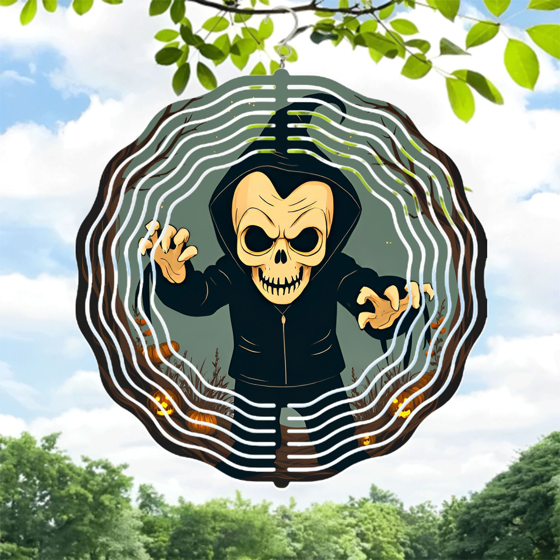 Metal Hanging Wind Spinners - Skeleton Design with Vortex Effect ...
