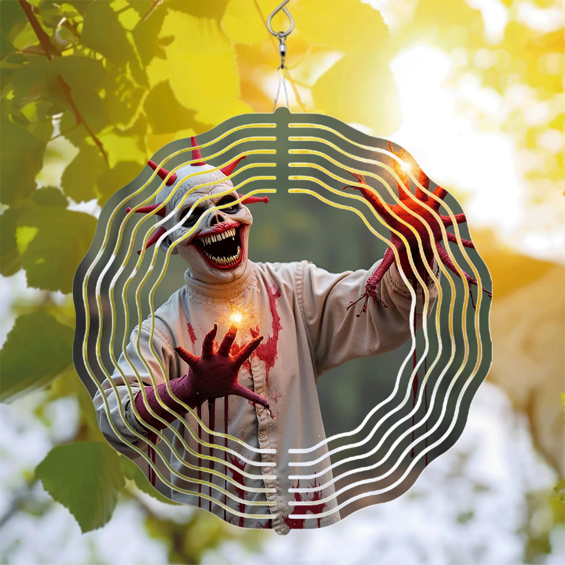 Metal Hanging Wind Spinners - Unique Clown Horror Design with Red ...