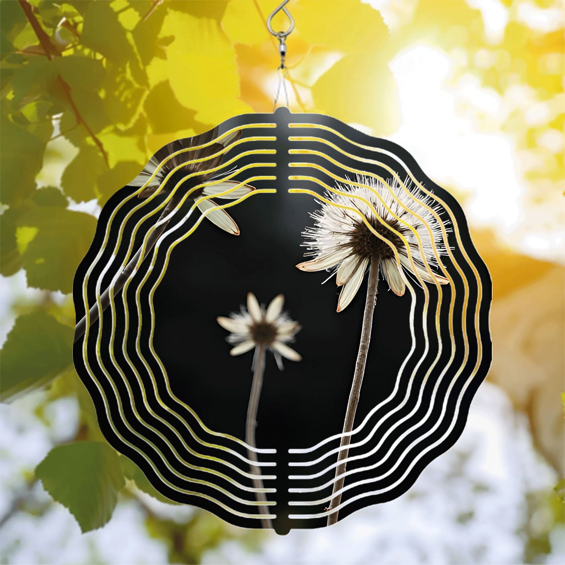 Metal Hanging Wind Spinners with Abstract Concentric Circle Design ...
