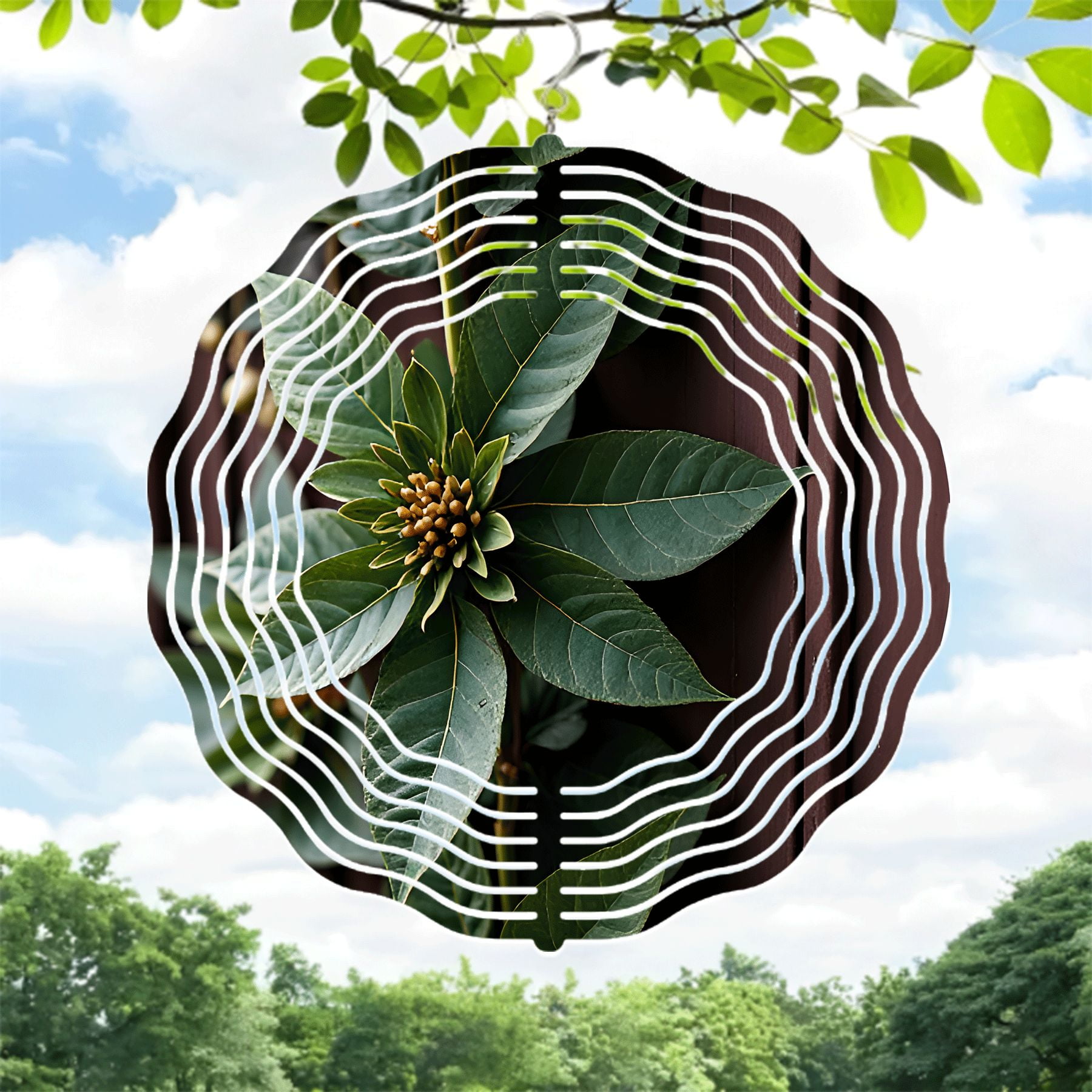 Metal Hanging Wind Spinners with Abstract Wave Patterns - Unique Garden ...