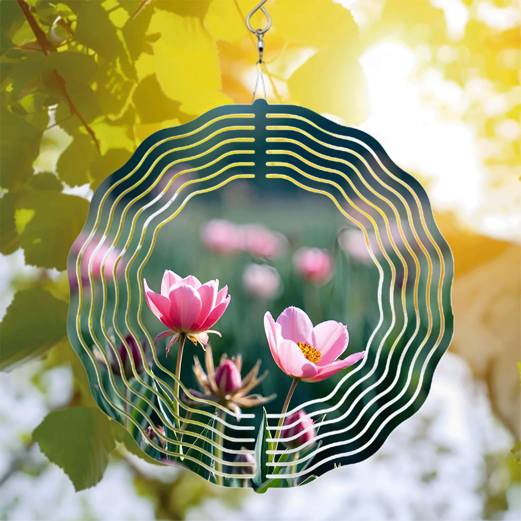 Metal Hanging Wind Spinners with Artistic Concentric Circular Patterns ...
