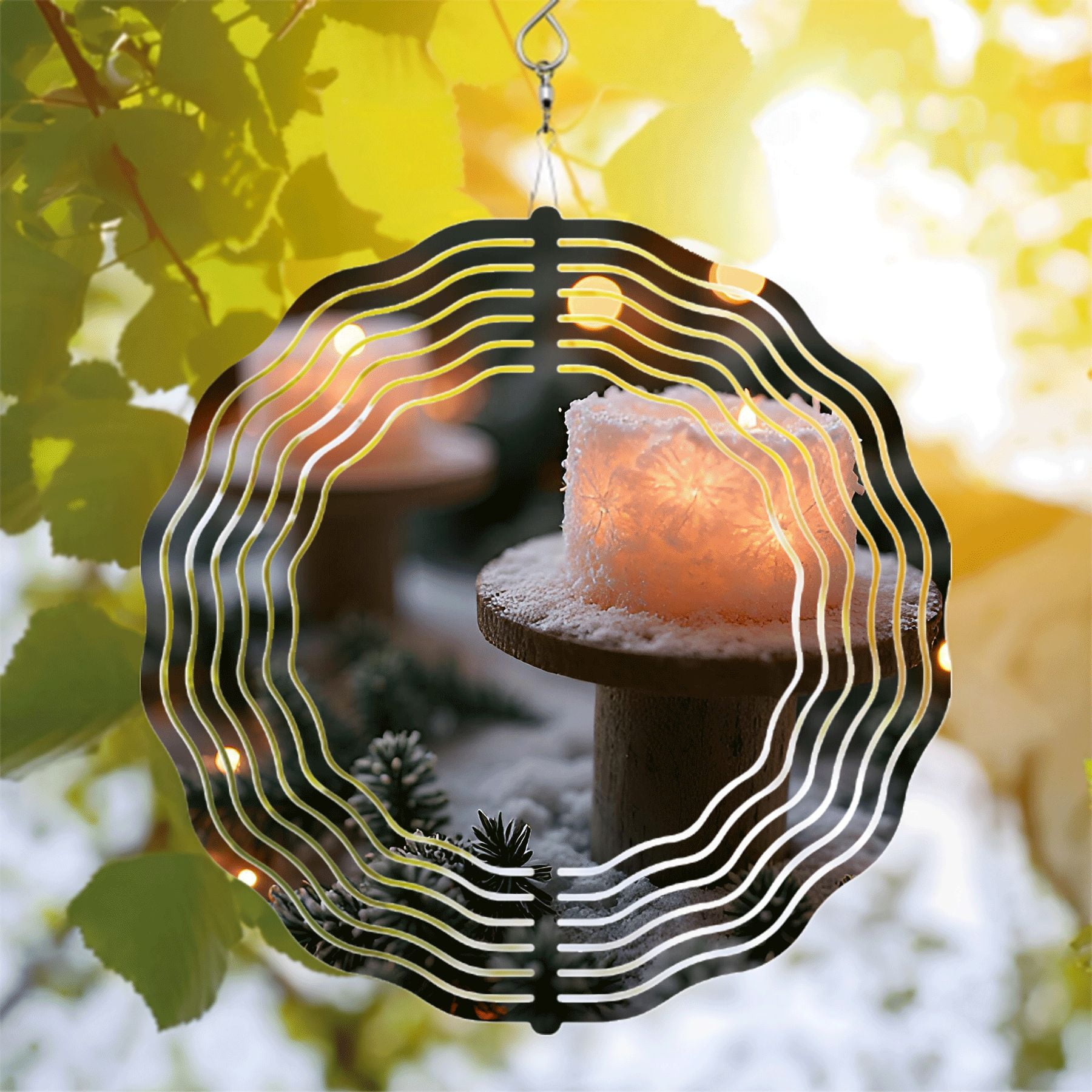 Metal Hanging Wind Spinners with Artistic Wavy Patterns - Elegant Wind ...