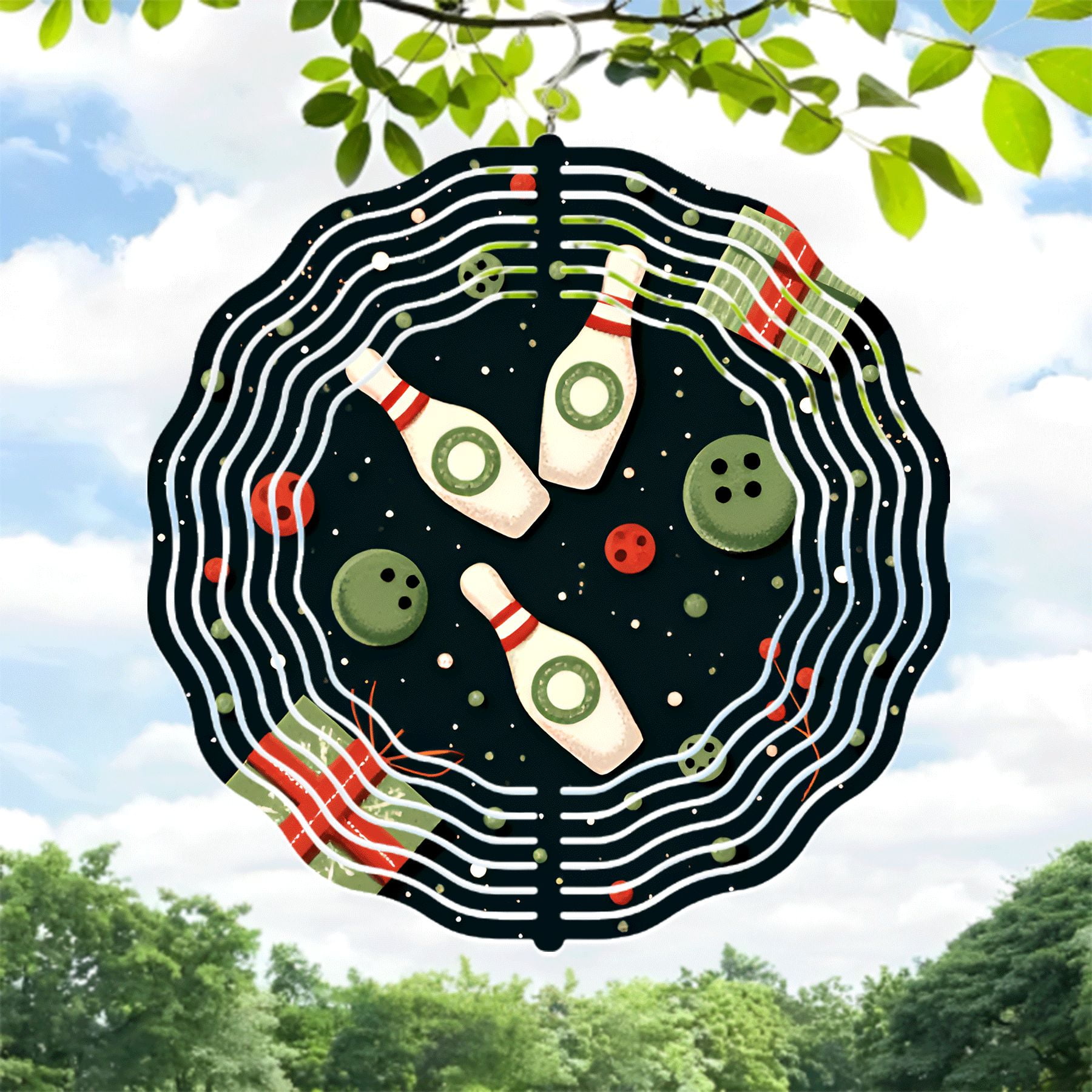 Metal Hanging Wind Spinners with Bowling Pin Design - Unique Wind ...