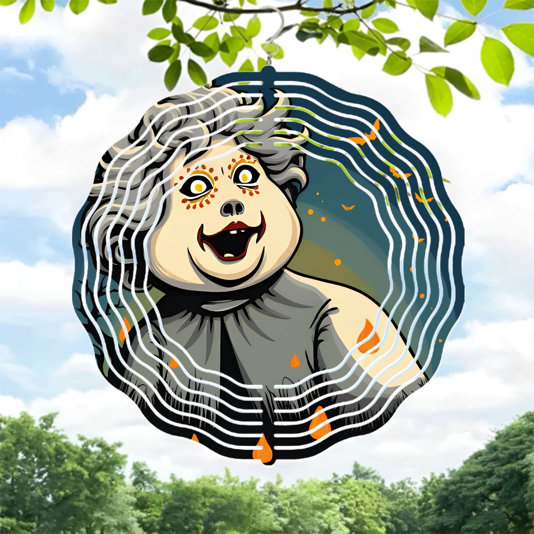 Metal Hanging Wind Spinners with Cheerful Curly Character Design ...