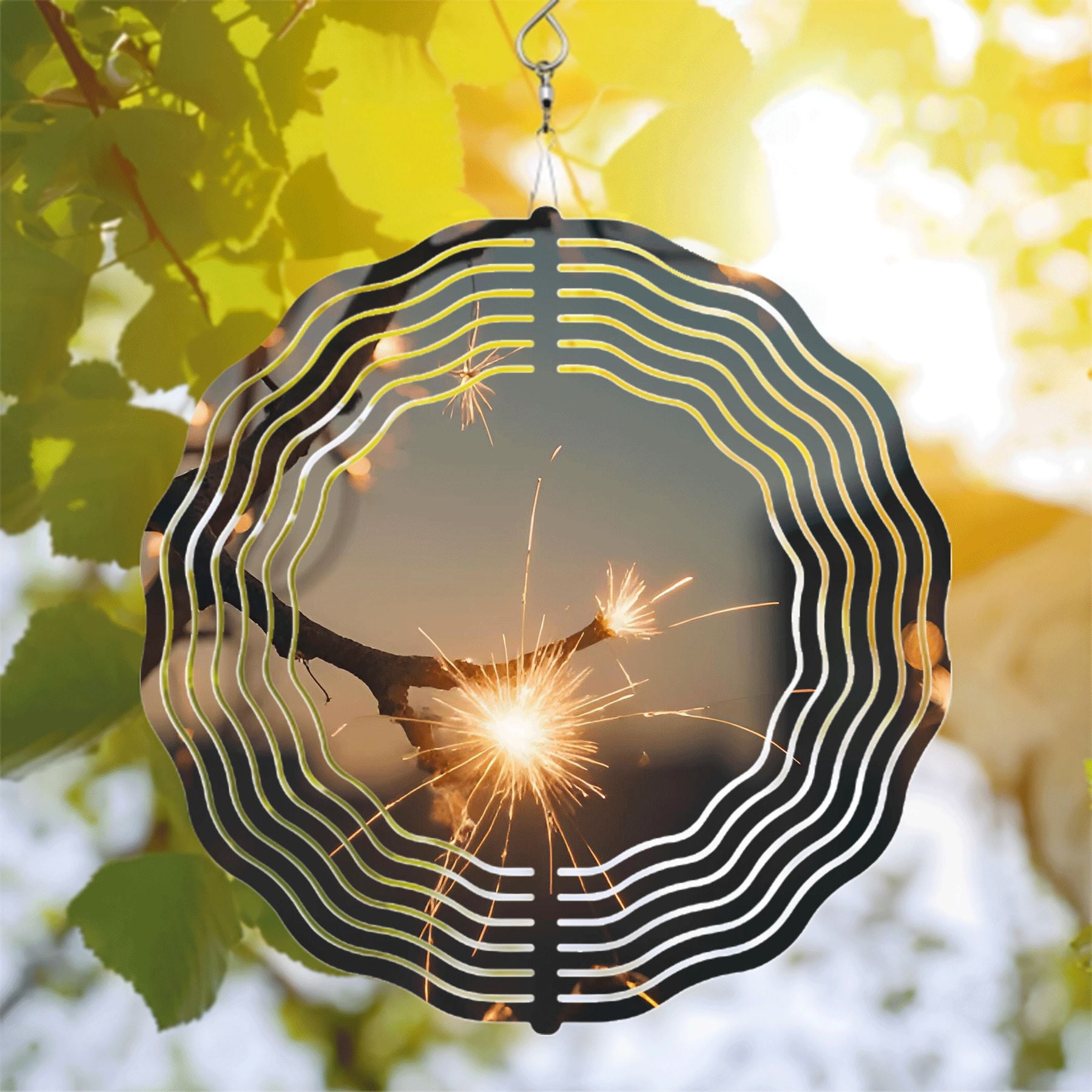Metal Hanging Wind Spinners with Circular Branch Design - Sparkling ...