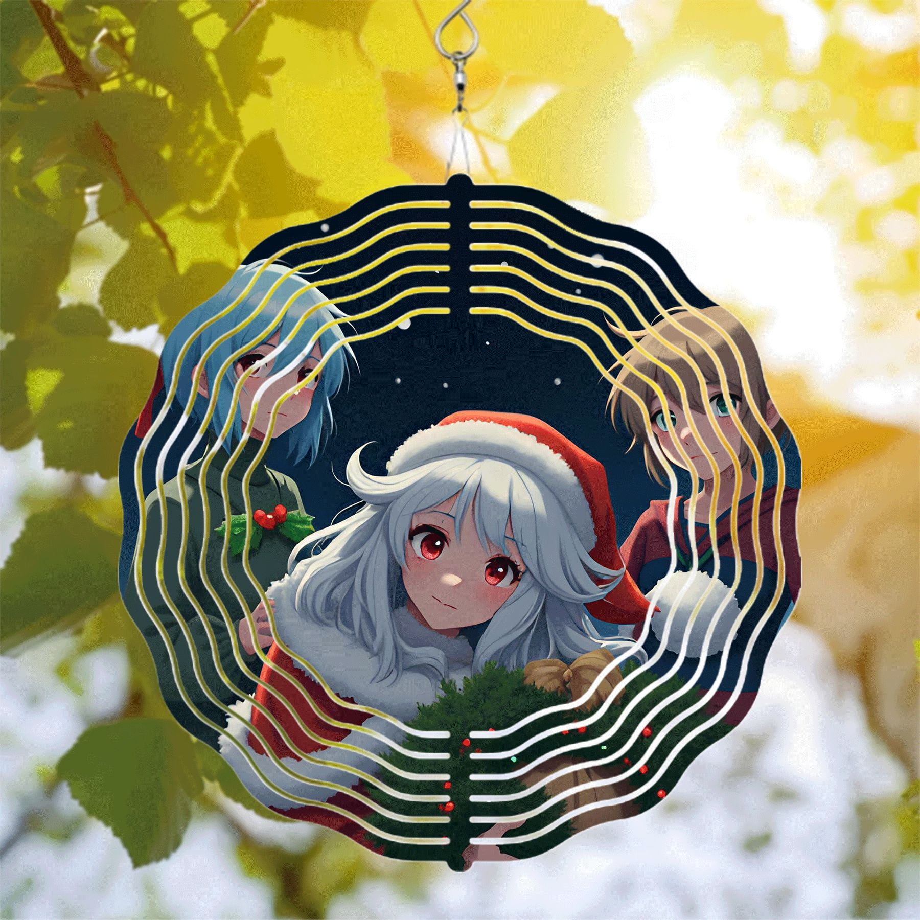 Metal Hanging Wind Spinners with Circular Pattern Design - Elegant Wind ...