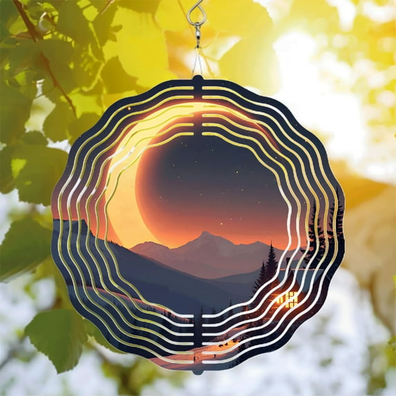 Metal Hanging Wind Spinners with Circular Pattern Design - Serene ...