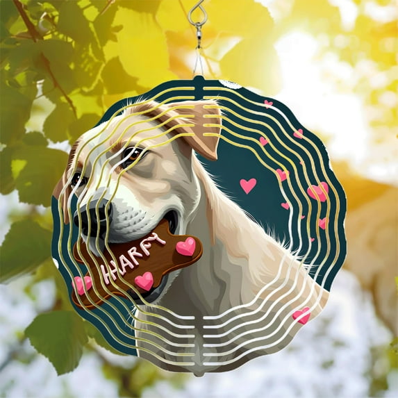 Metal Hanging Wind Spinners with Circular Pattern Design White Wavy ...