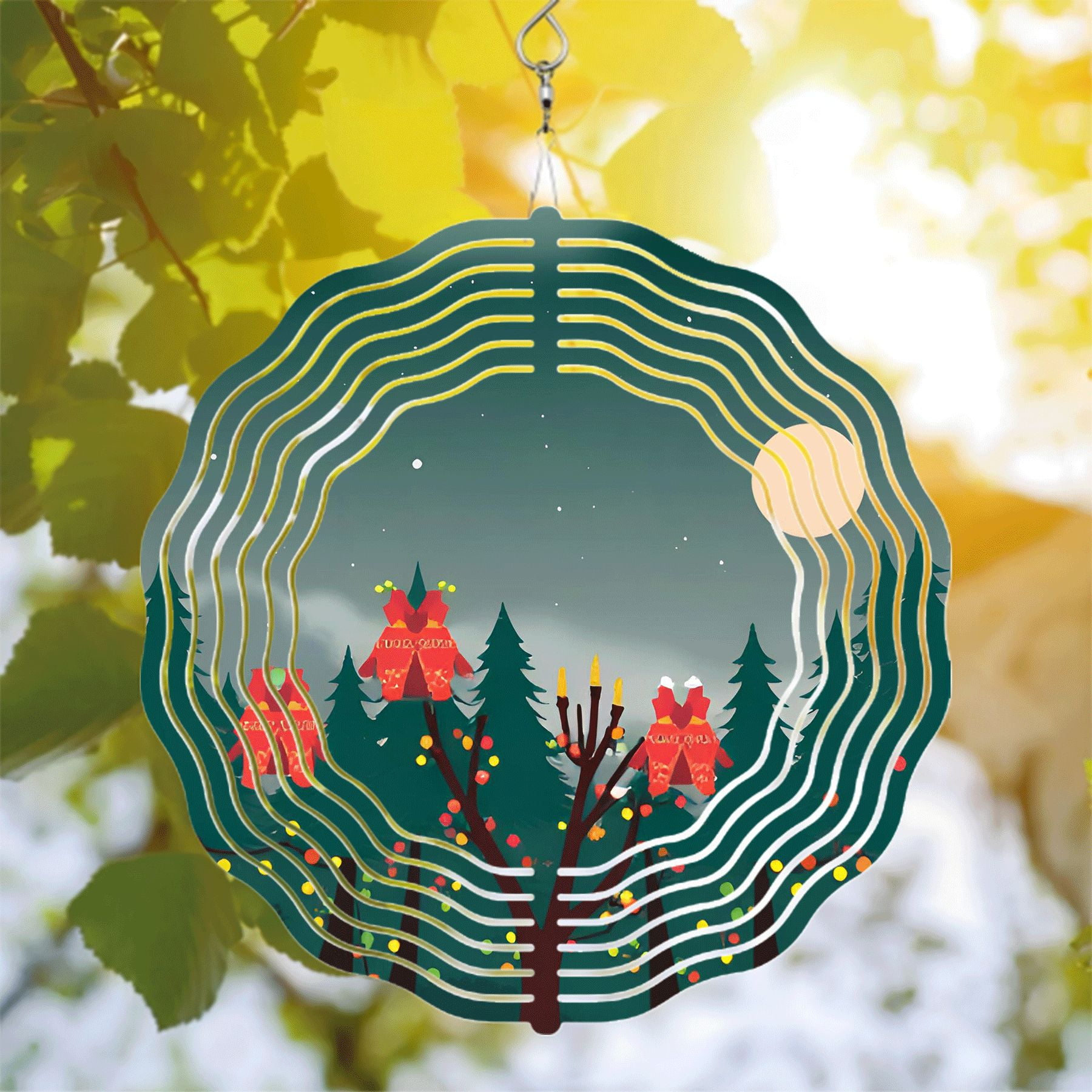 Metal Hanging Wind Spinners with Circular Tunnel Design - Colorful ...