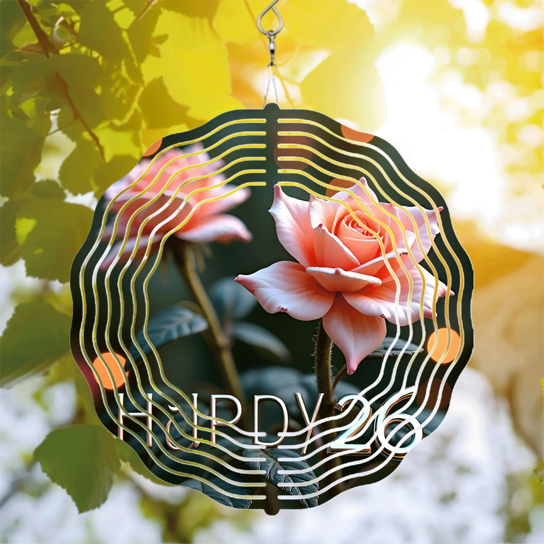 Metal Hanging Wind Spinners with Circular Wavy Pattern - Elegant Wind ...