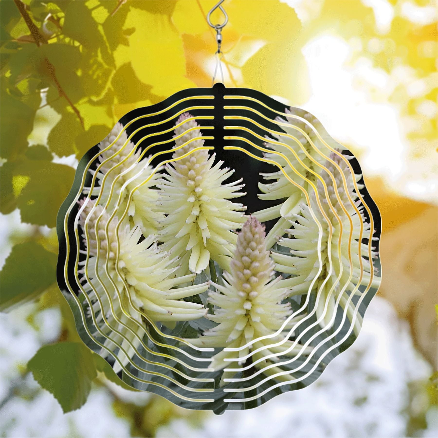 Metal Hanging Wind Spinners with Circular Wavy Pattern - Unique Wind ...