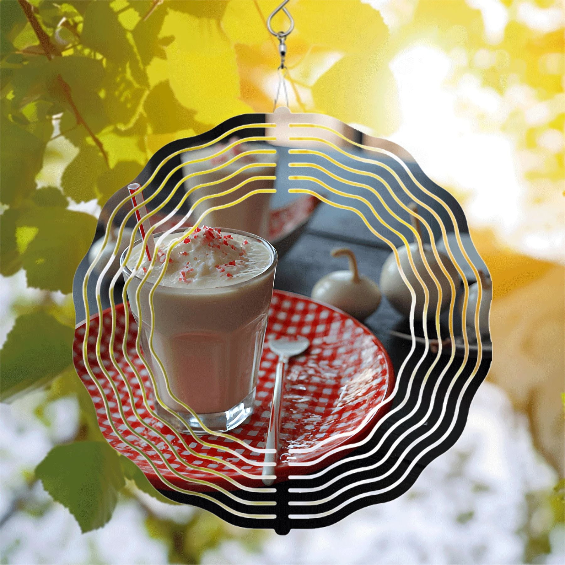 Metal Hanging Wind Spinners with Circular Wavy Patterns - Beautiful ...