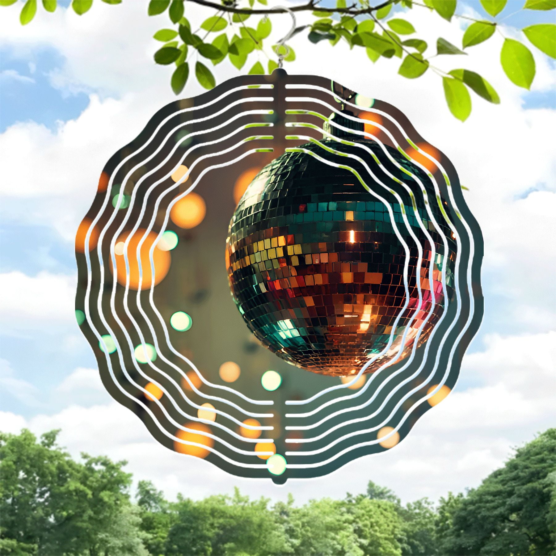 Metal Hanging Wind Spinners with Colorful Reflective Patterns - Vibrant ...