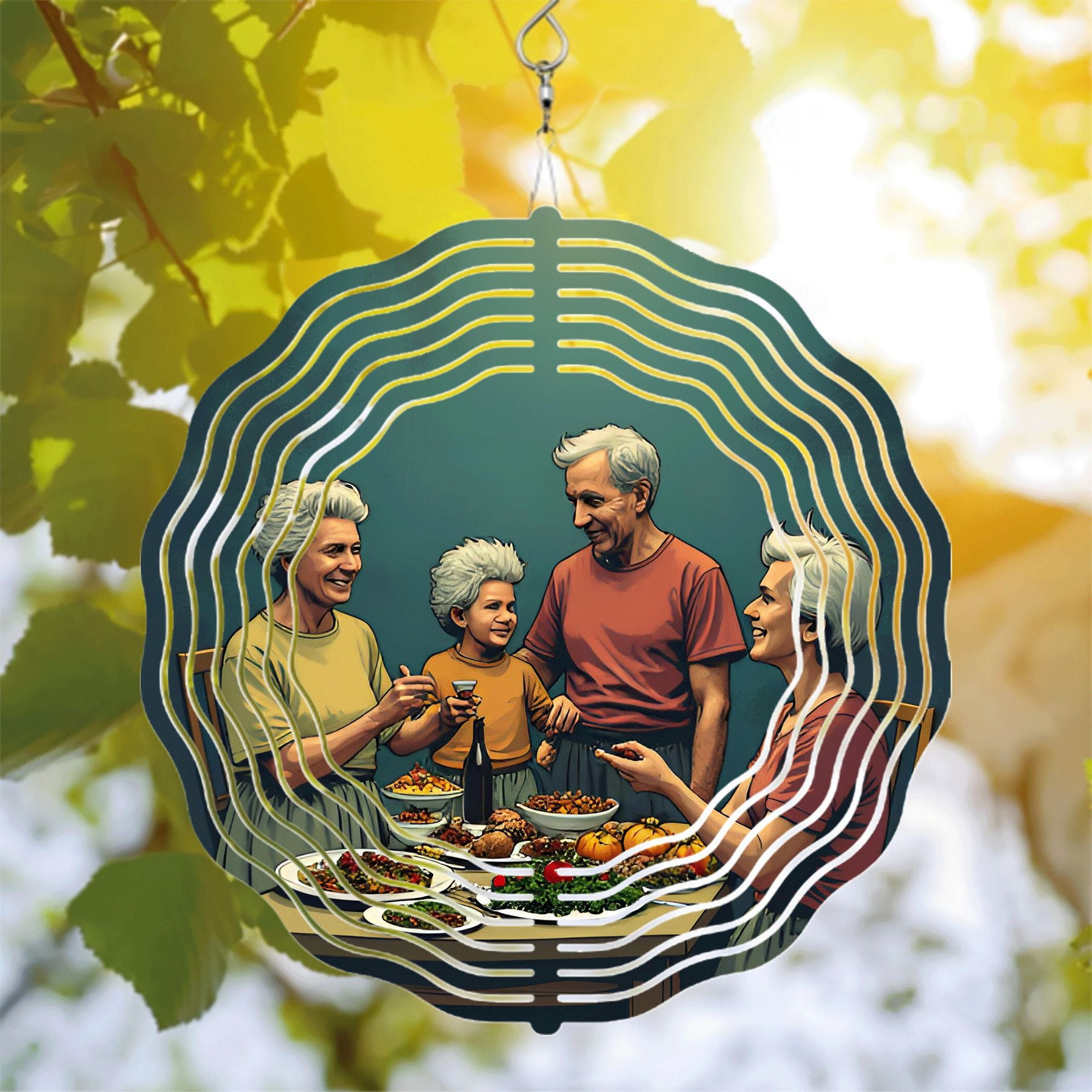 Metal Hanging Wind Spinners with Concentric Circle Design - Beautiful ...
