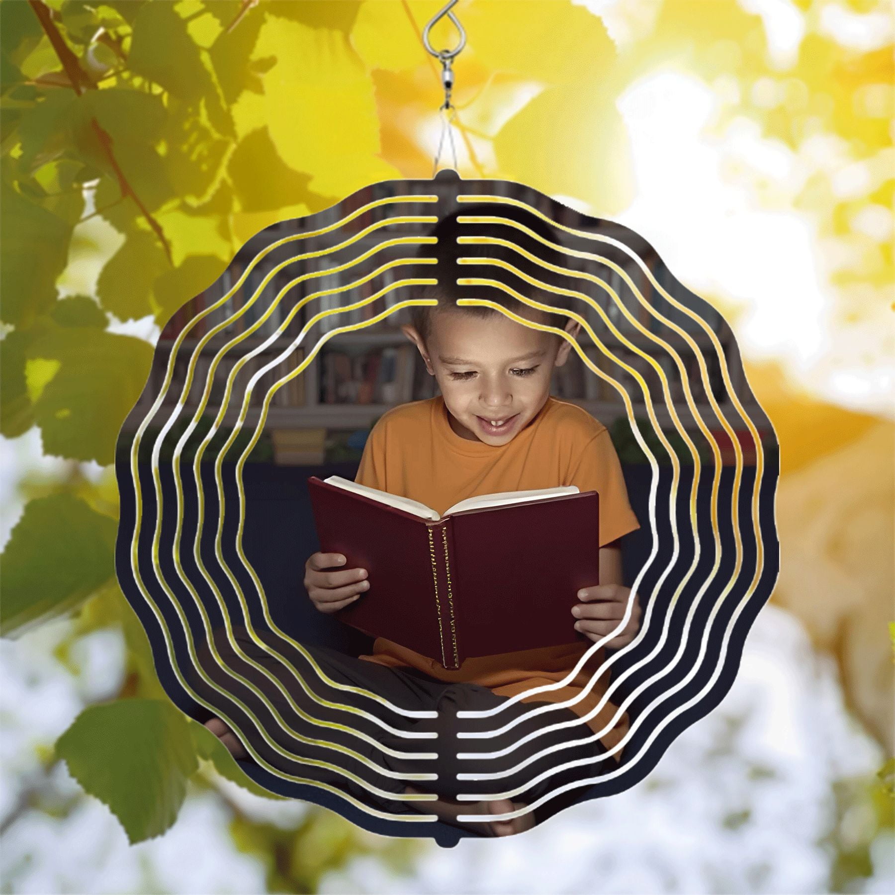 Metal Hanging Wind Spinners with Concentric Circle Design - Beautiful ...