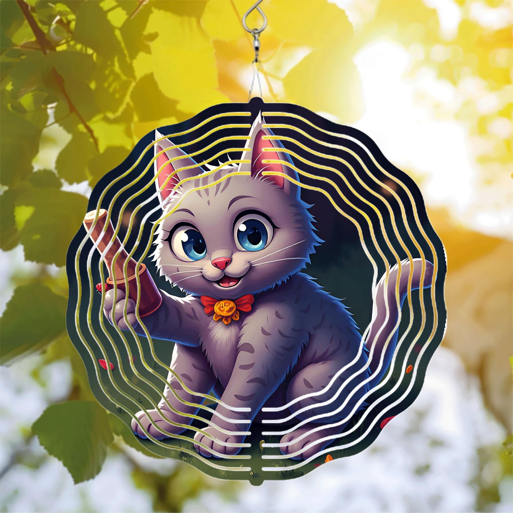 Metal Hanging Wind Spinners with Concentric Circle Design - Charming ...