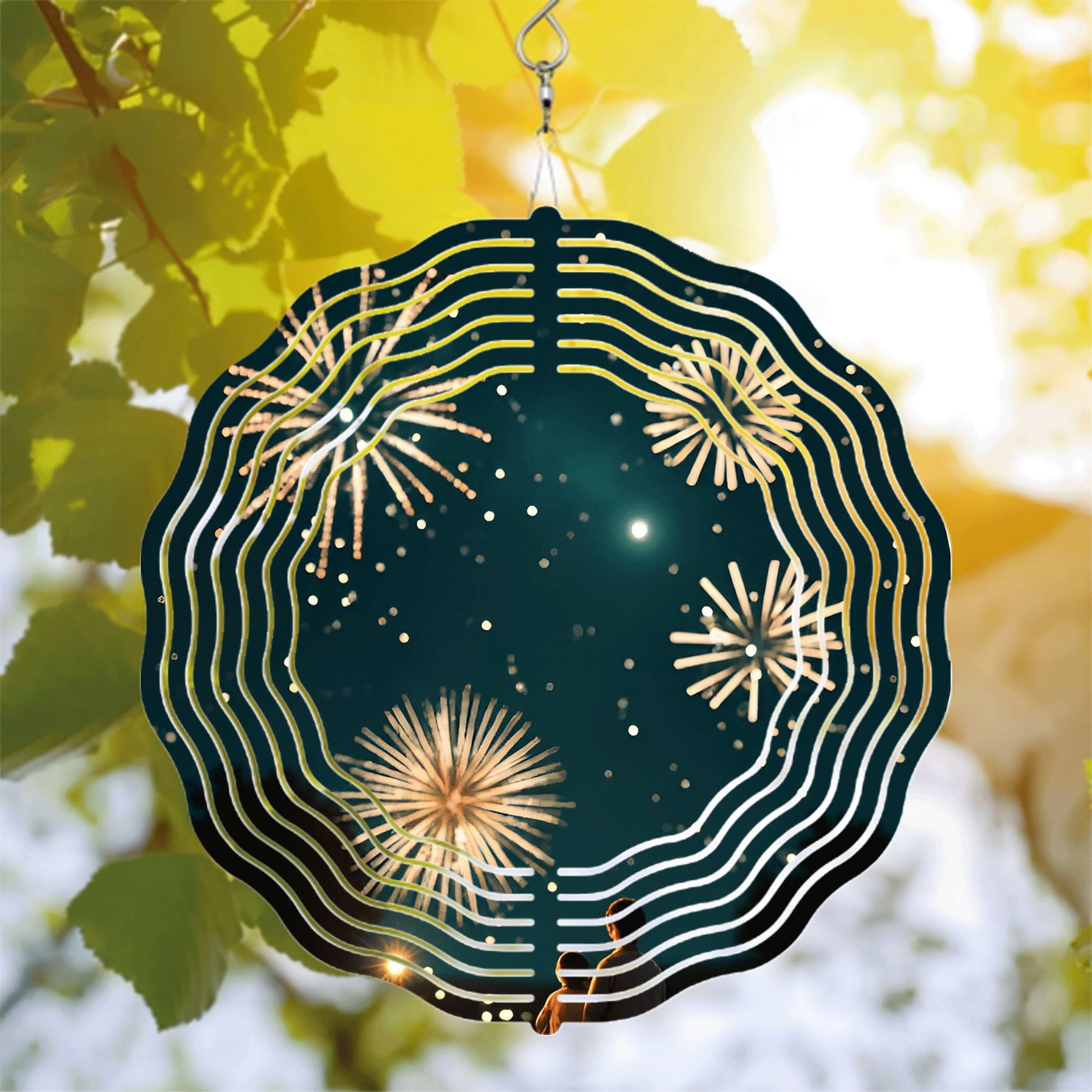 Metal Hanging Wind Spinners with Concentric Circle Design & Colorful ...