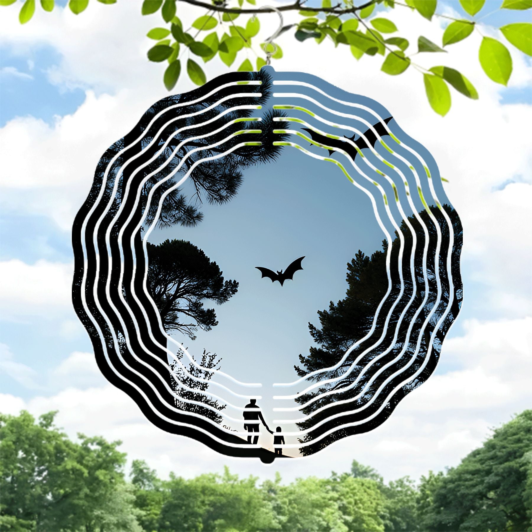 Metal Hanging Wind Spinners with Concentric Circle Design - Elegant ...