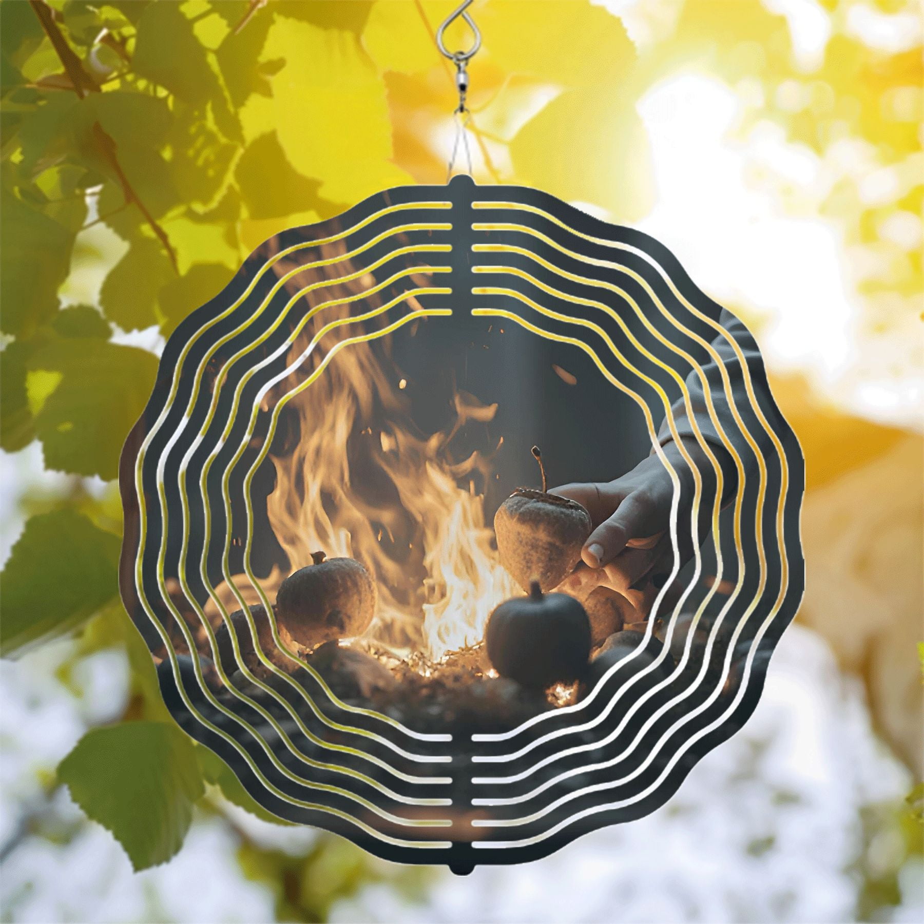 Metal Hanging Wind Spinners with Concentric Circle Design - Elegant ...