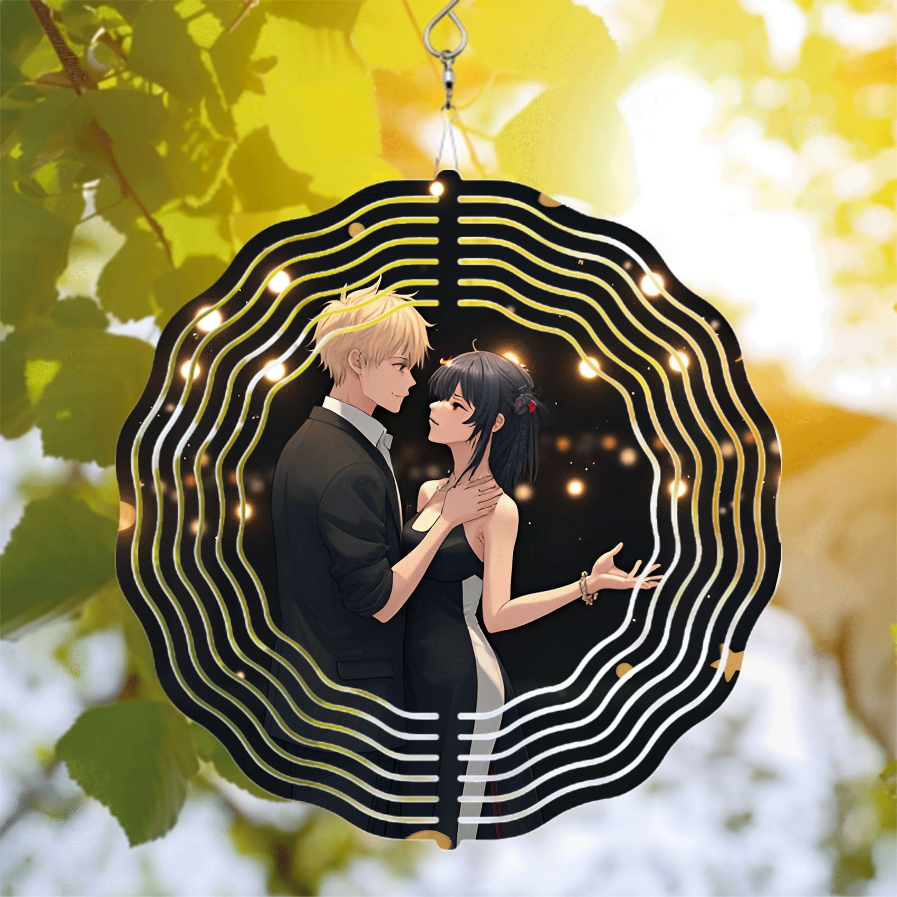 Metal Hanging Wind Spinners with Concentric Circle Design - Elegant ...