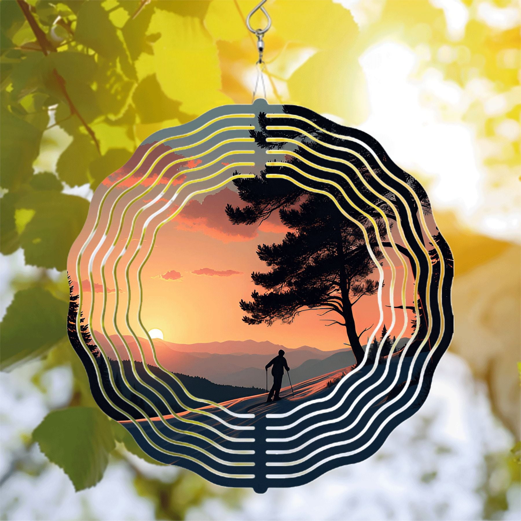 Metal Hanging Wind Spinners with Concentric Circle Design - Elegant ...