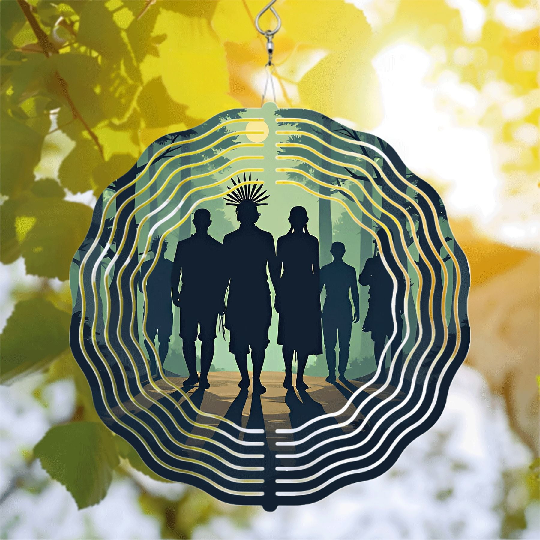Metal Hanging Wind Spinners with Concentric Circle Design - Elegant ...