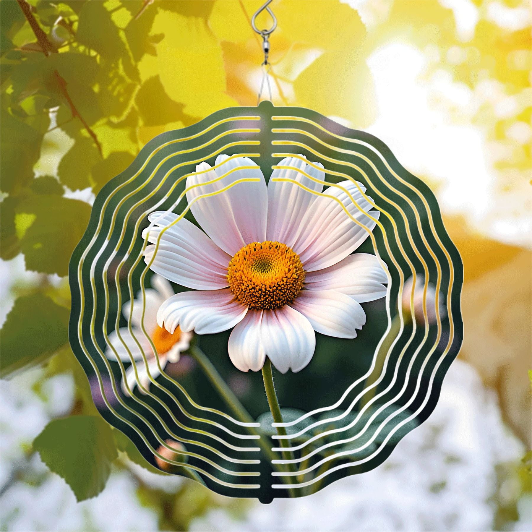Metal Hanging Wind Spinners with Concentric Circle Design - Elegant ...
