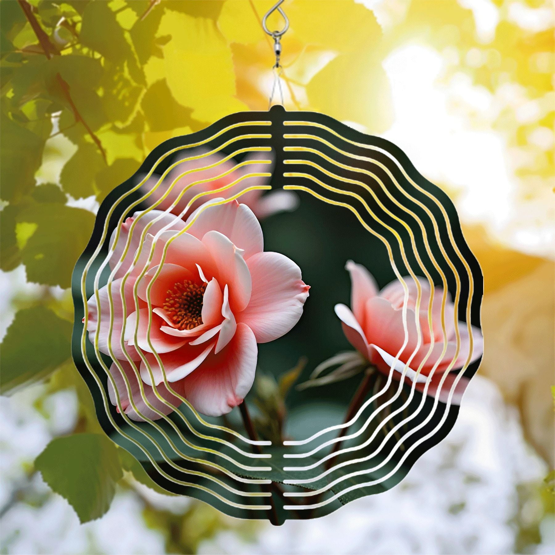 Metal Hanging Wind Spinners with Concentric Circle Design - Elegant ...