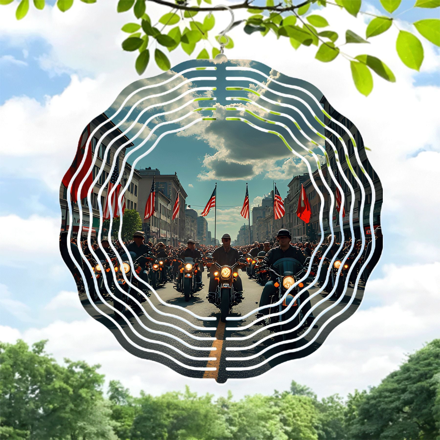 Metal Hanging Wind Spinners with Concentric Circle Design - Eye ...