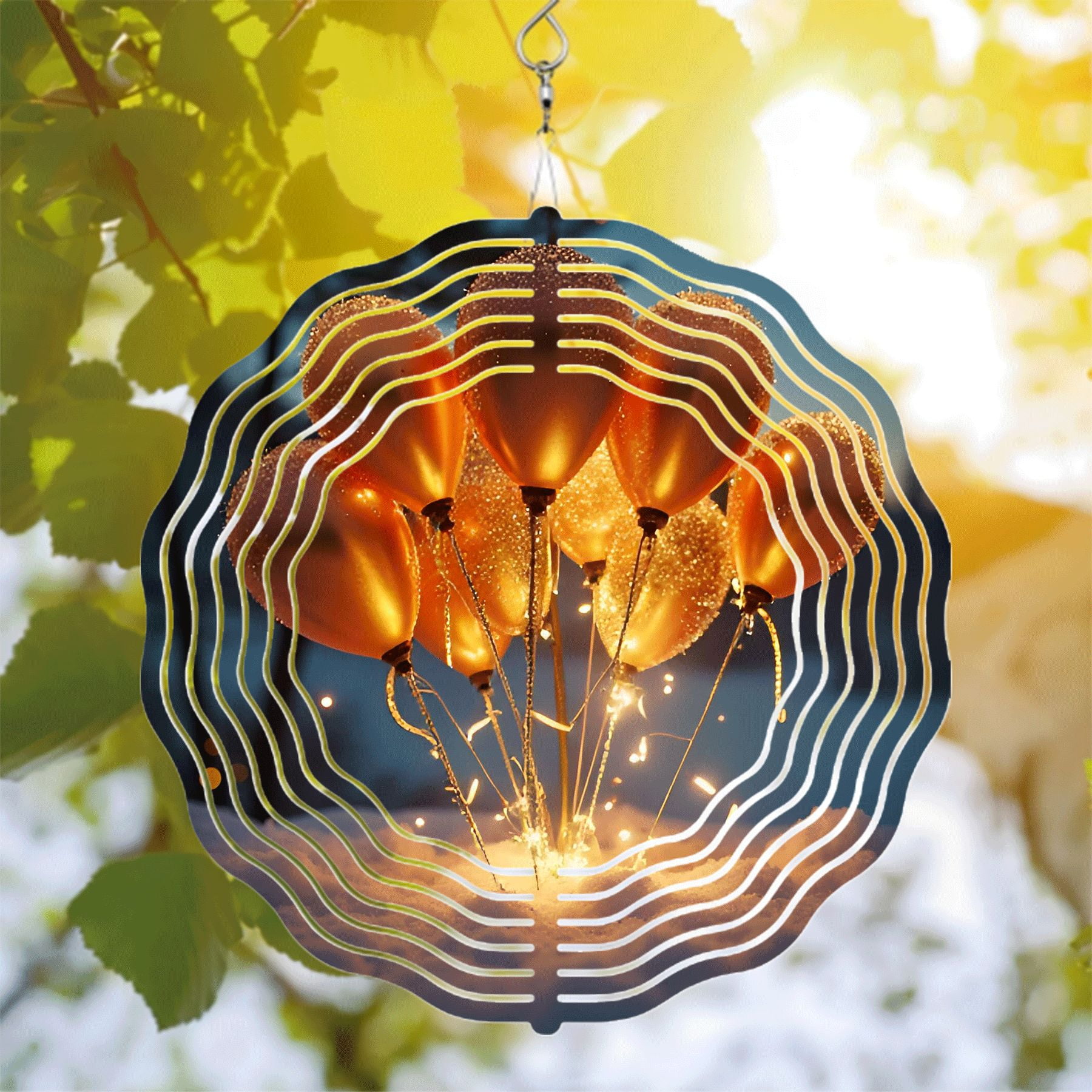 Metal Hanging Wind Spinners with Concentric Circle Design - Sparkling ...