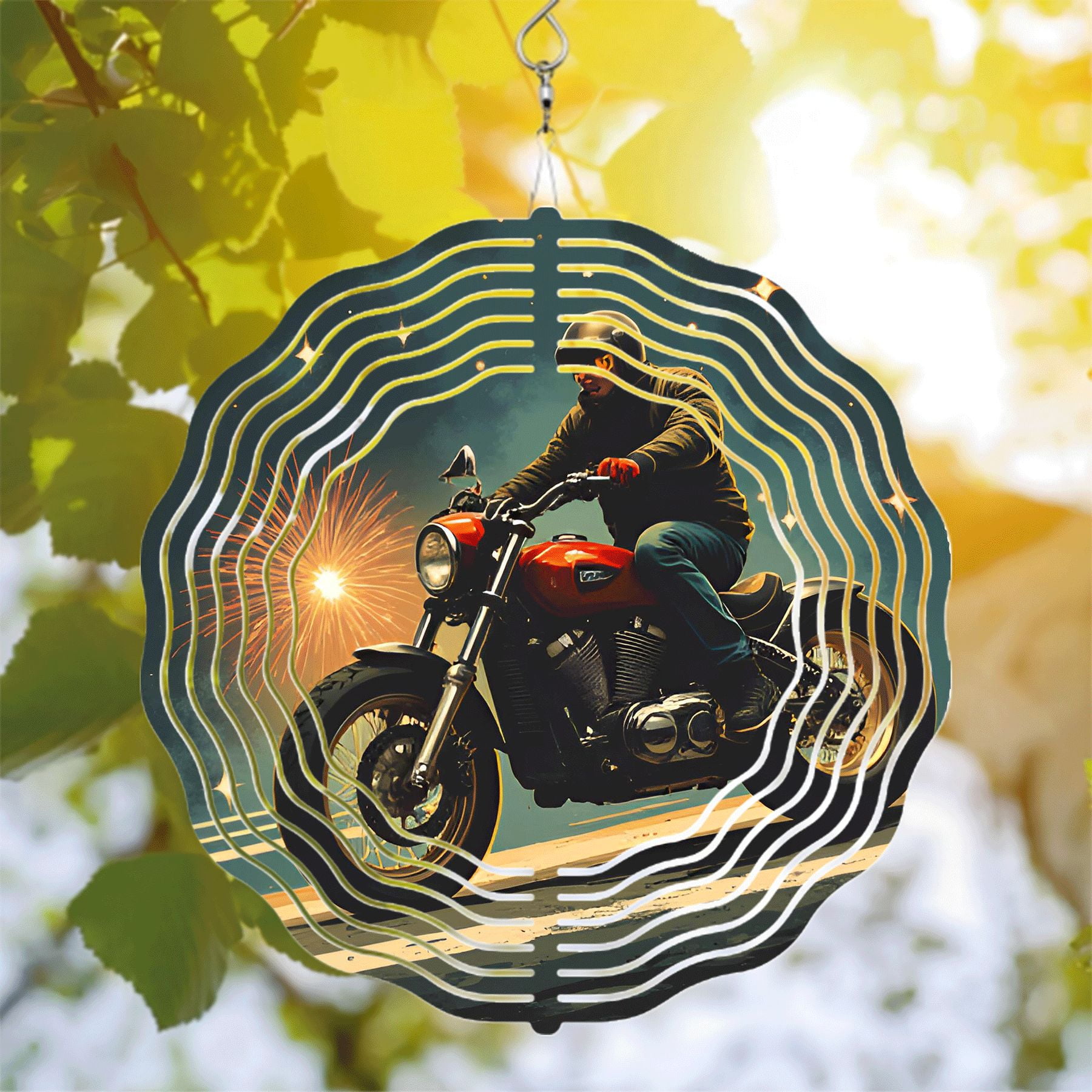 Metal Hanging Wind Spinners with Concentric Circle Design - Unique Wind ...