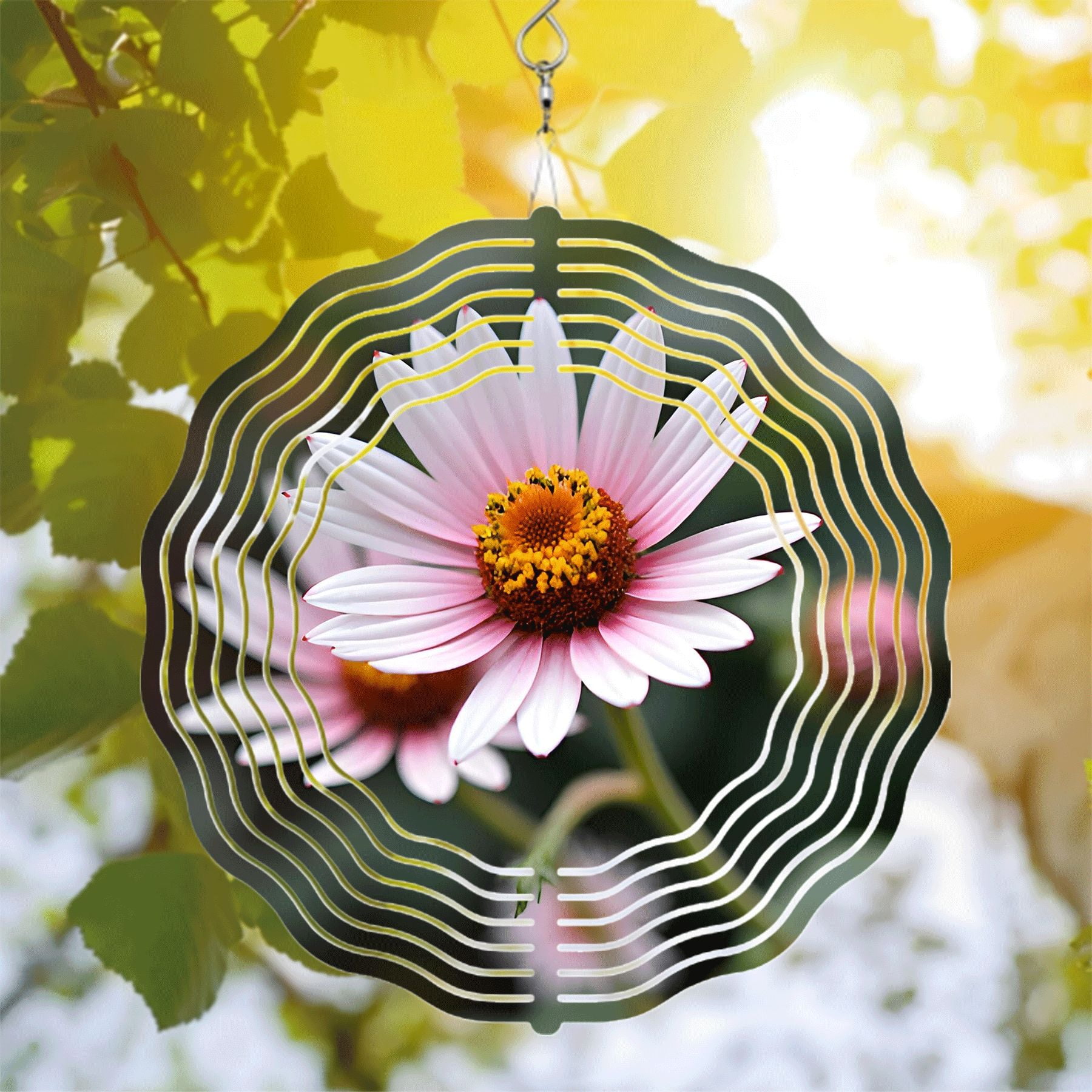 Metal Hanging Wind Spinners with Concentric Circle Design - Vibrant ...