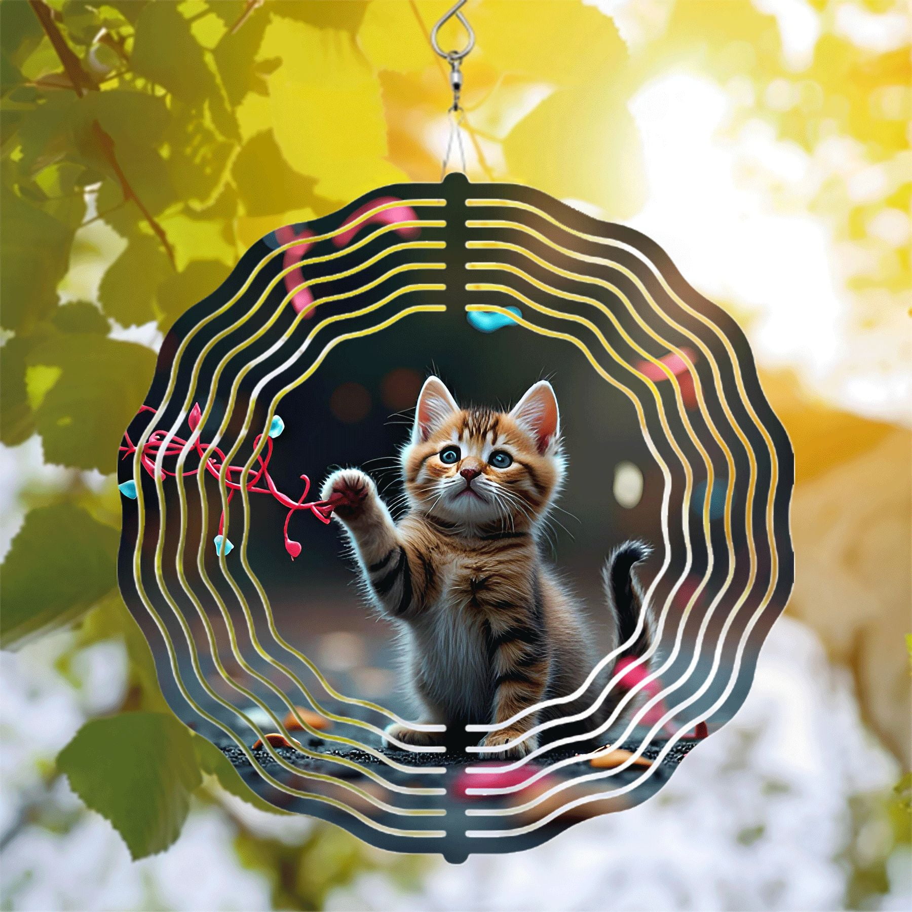 Metal Hanging Wind Spinners with Concentric Circle Design - Whimsical ...