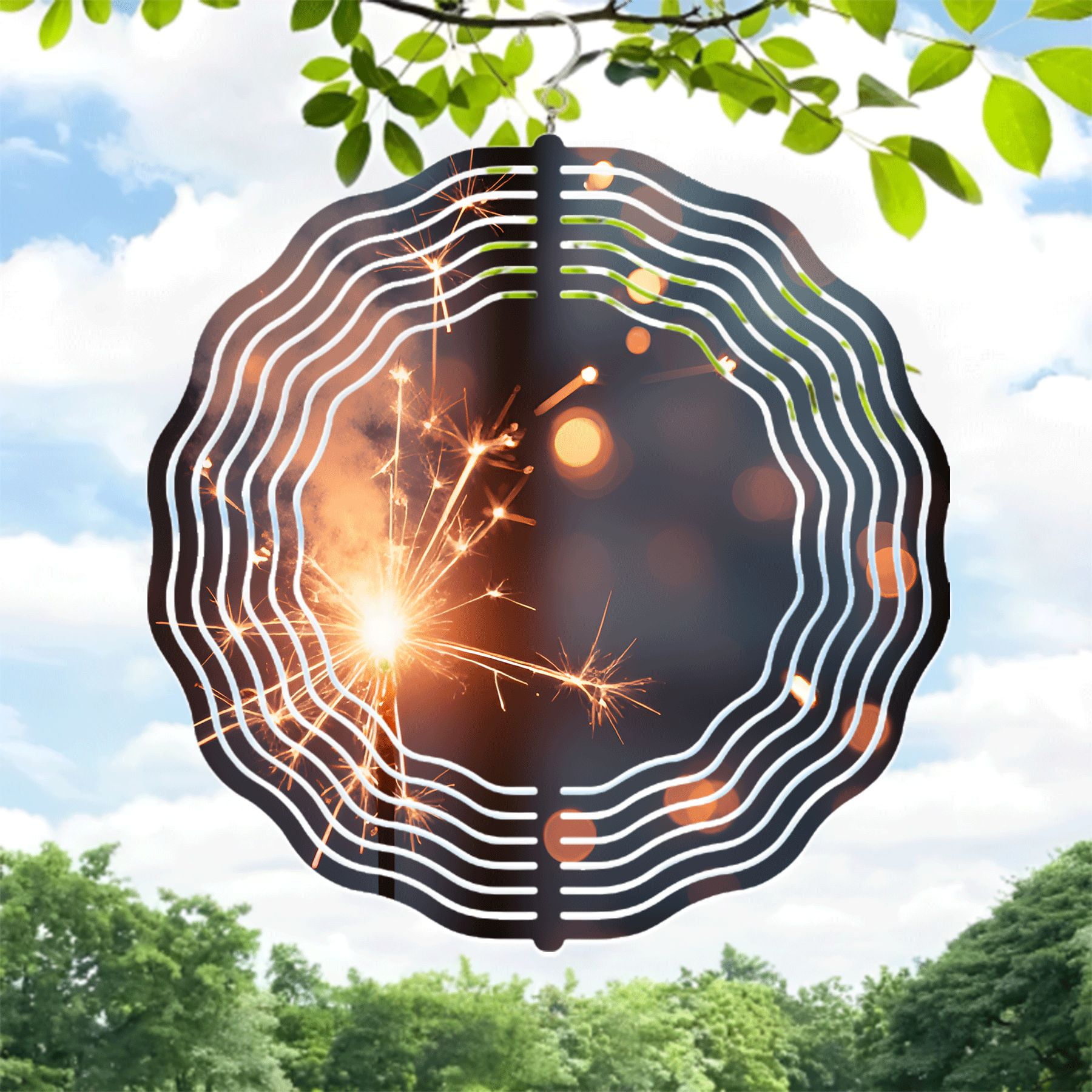 Metal Hanging Wind Spinners with Concentric Circular Design & Bright ...