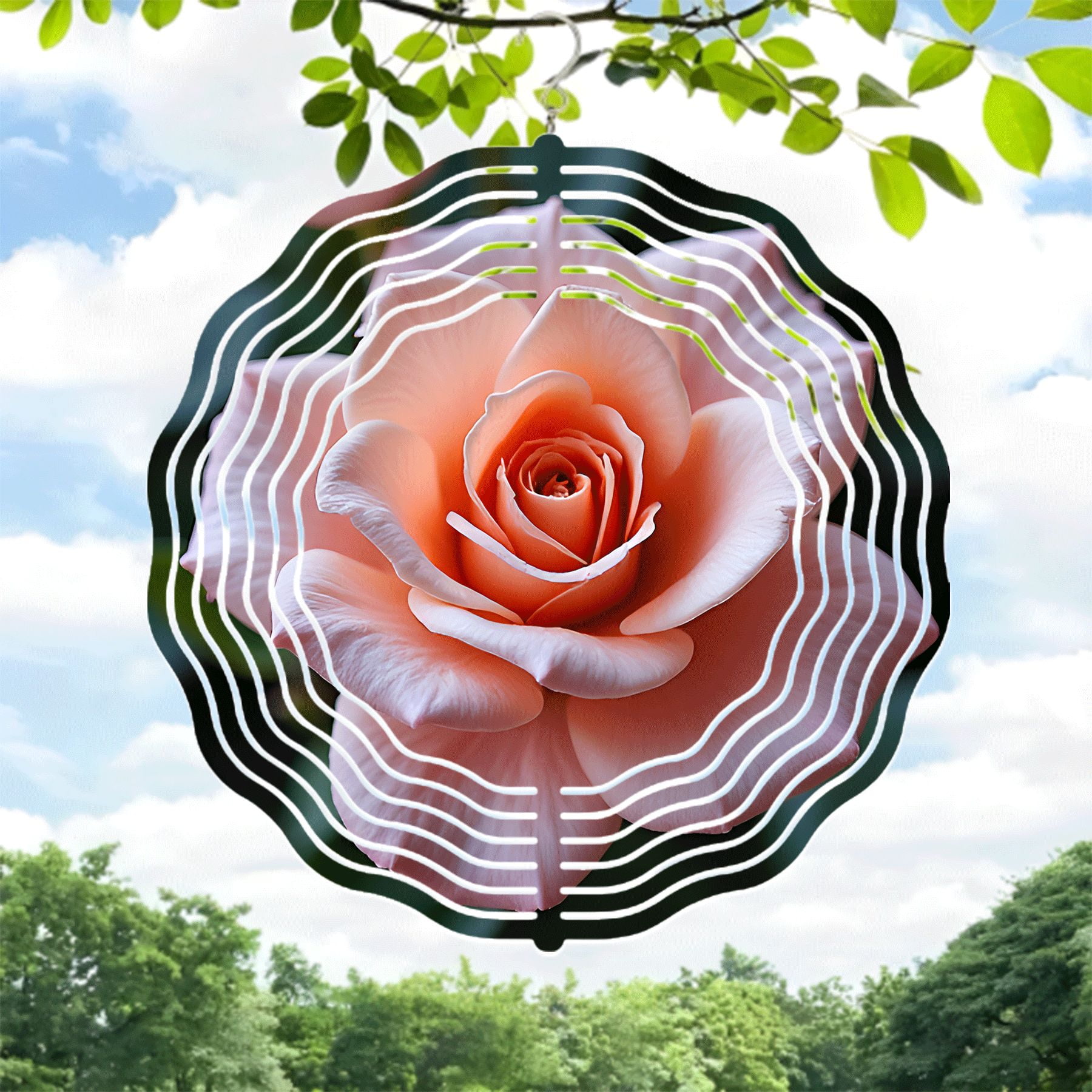 Metal Hanging Wind Spinners with Concentric Circular Design - Elegant ...