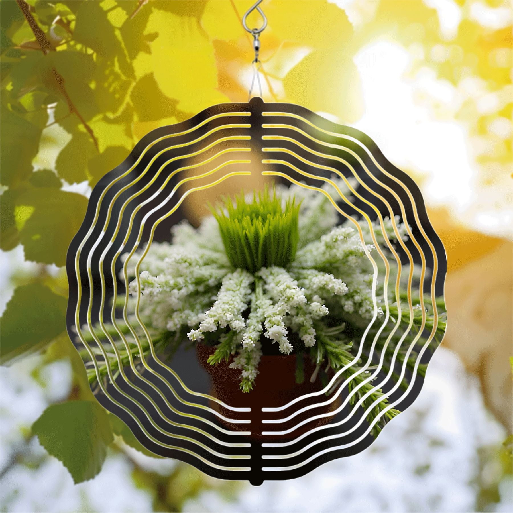 Metal Hanging Wind Spinners with Concentric Circular Design & Green ...