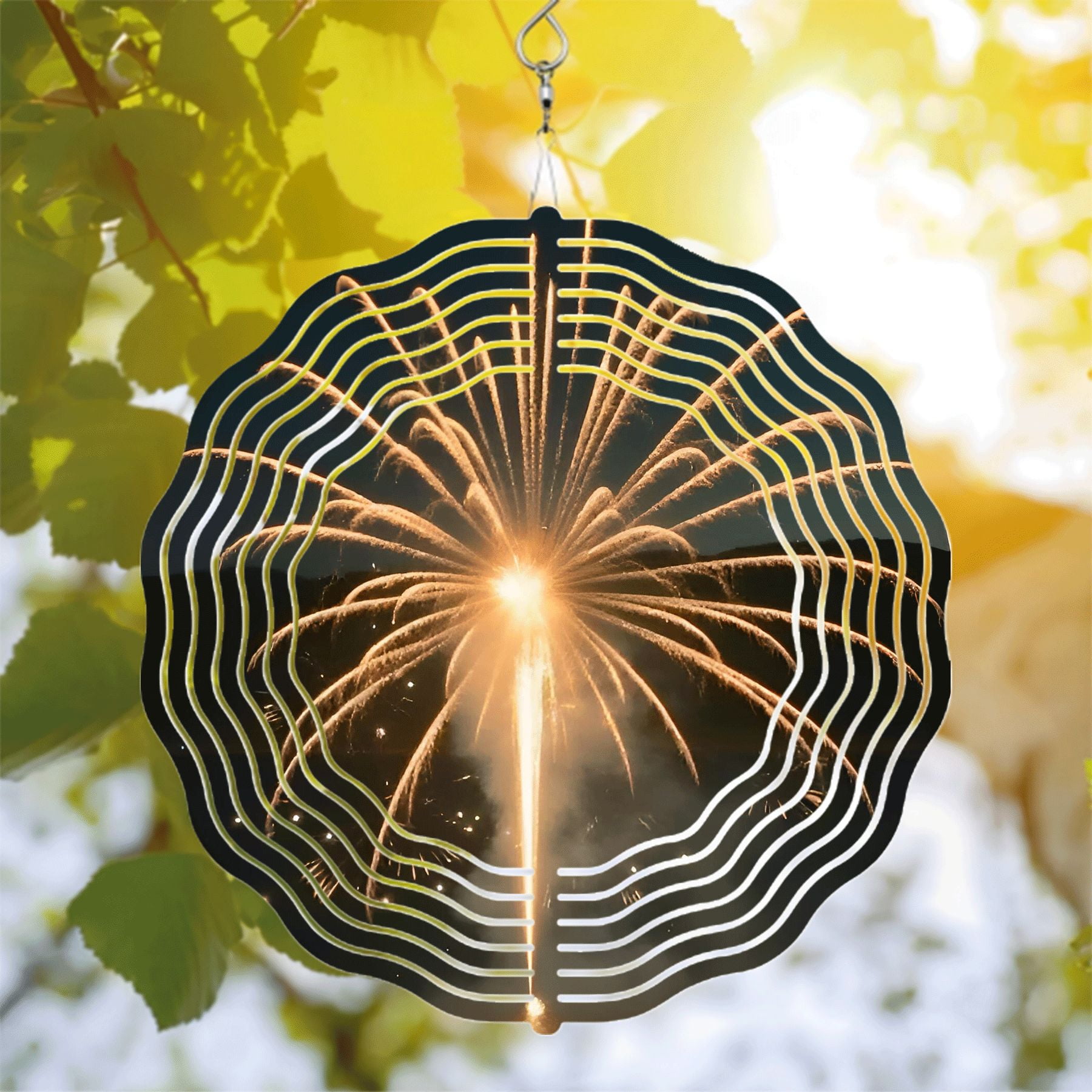 Metal Hanging Wind Spinners with Concentric Circular Design & Radiant ...