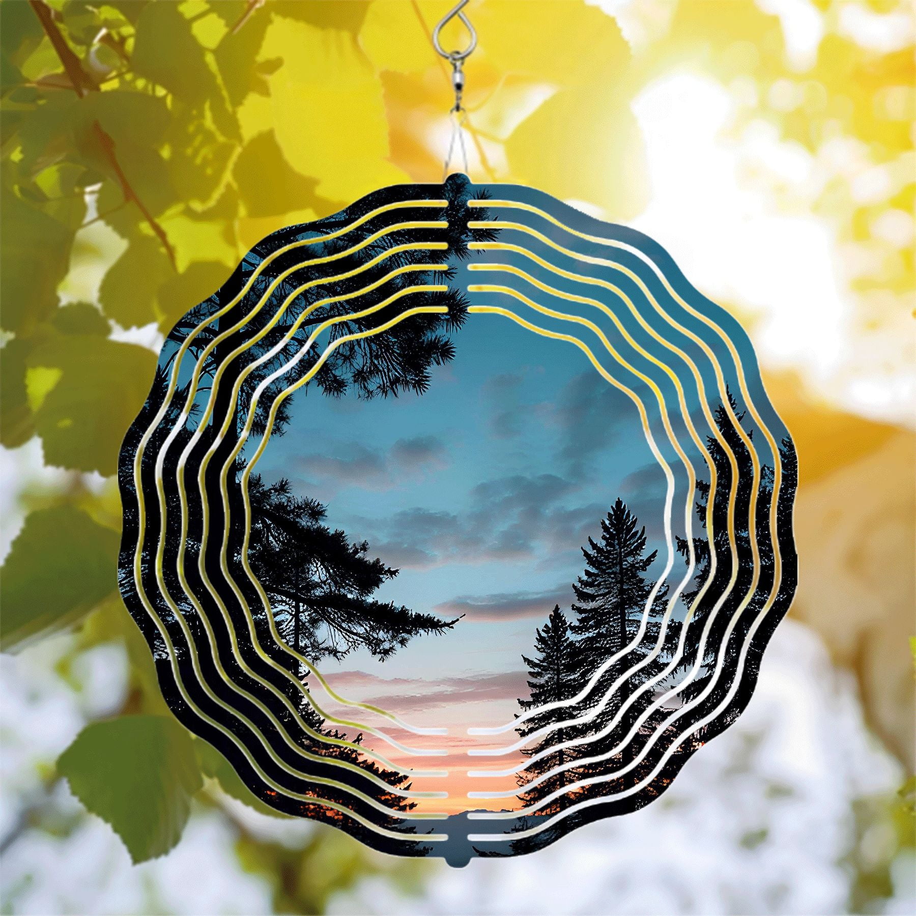 Metal Hanging Wind Spinners with Concentric Circular Design - Serene ...