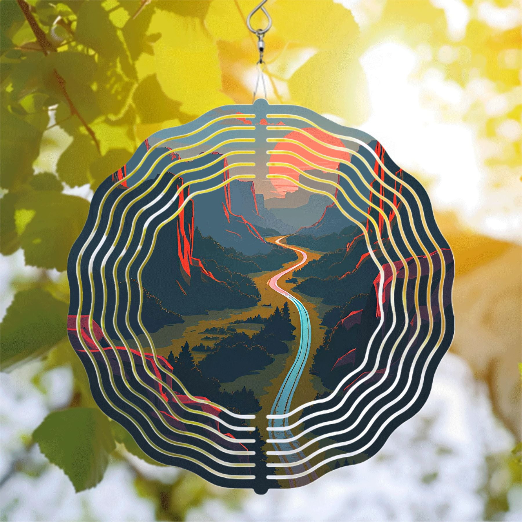 Metal Hanging Wind Spinners with Concentric Circular Design - Stunning ...