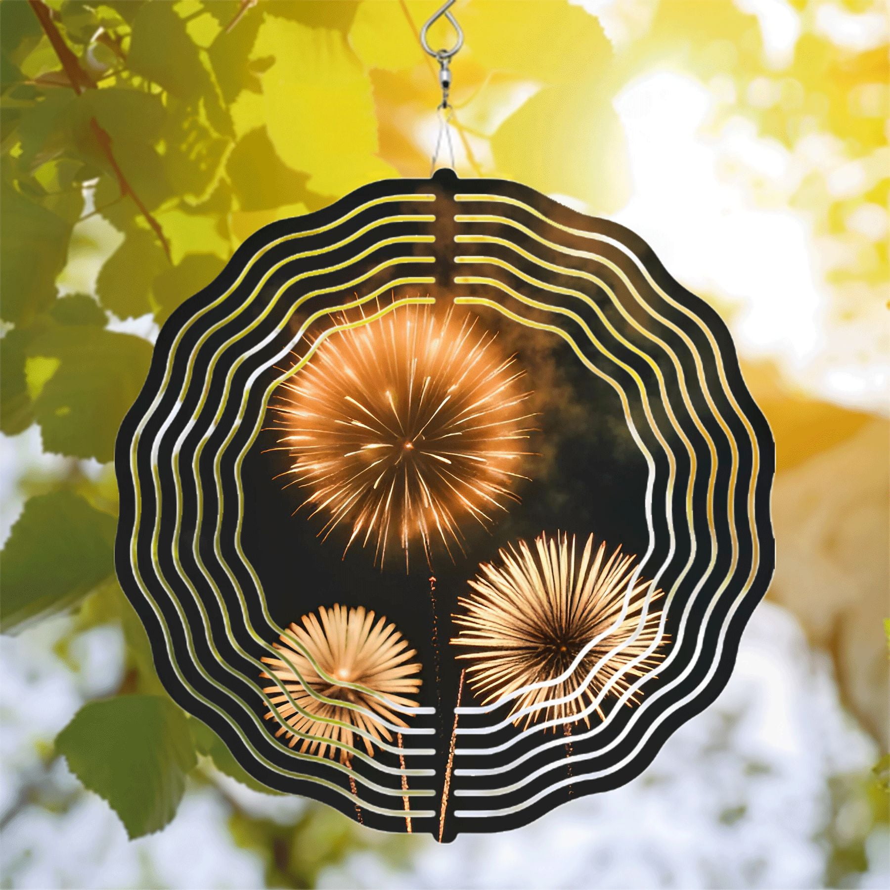 Metal Hanging Wind Spinners with Concentric Circular Pattern & Vibrant ...