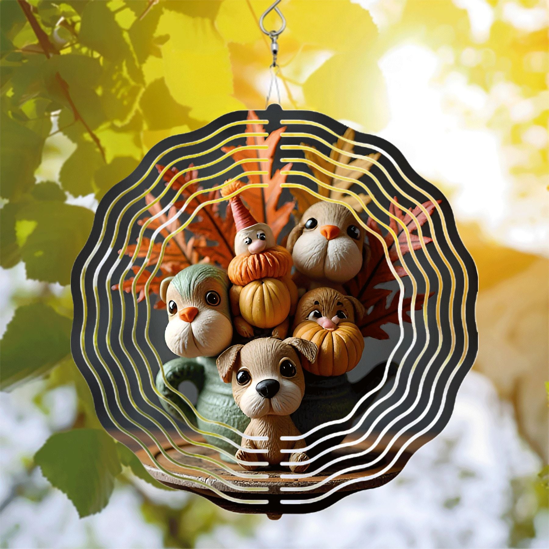 Metal Hanging Wind Spinners with Concentric Circular Patterns ...